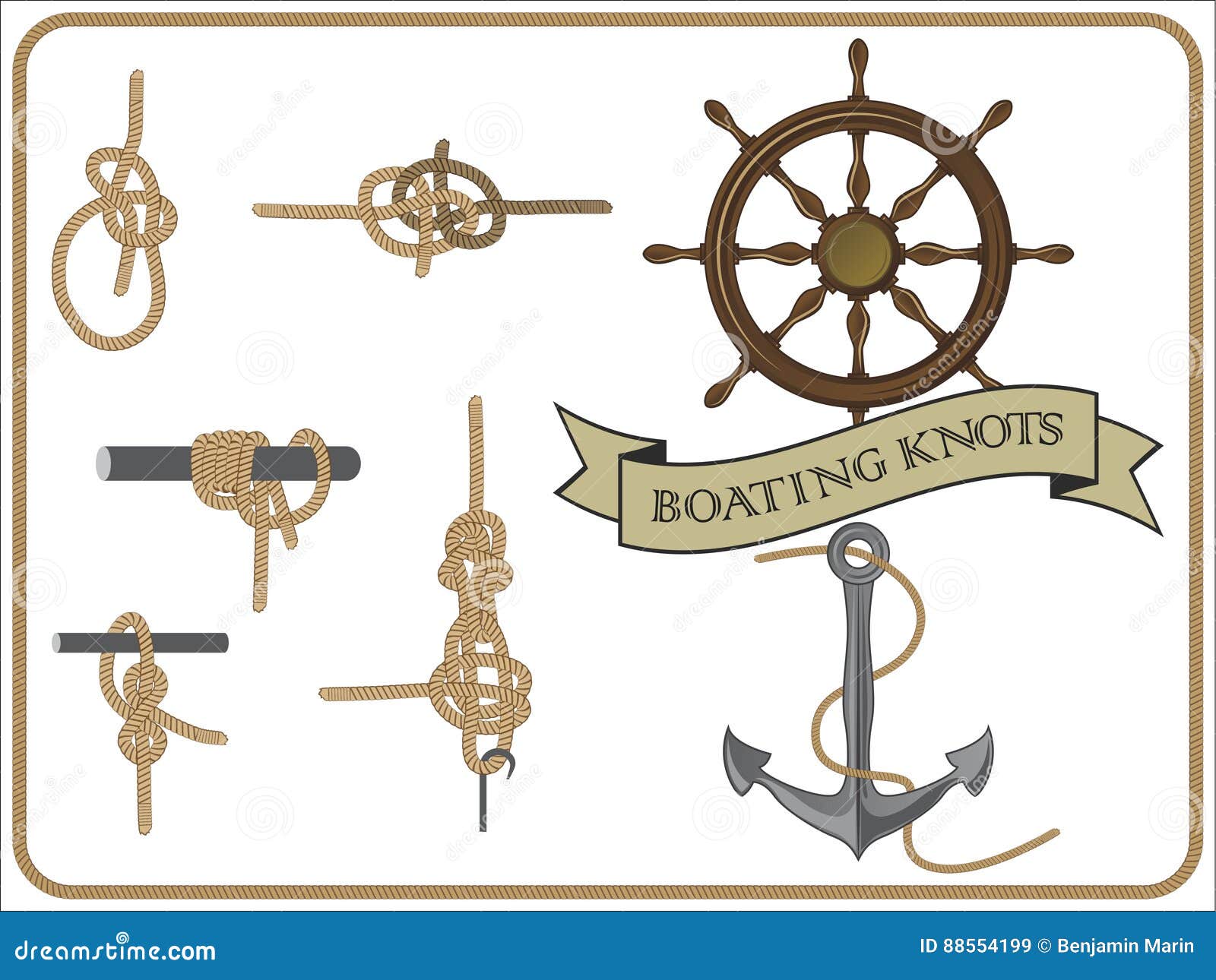Boating knots stock illustration. Illustration of ocean - 88554199