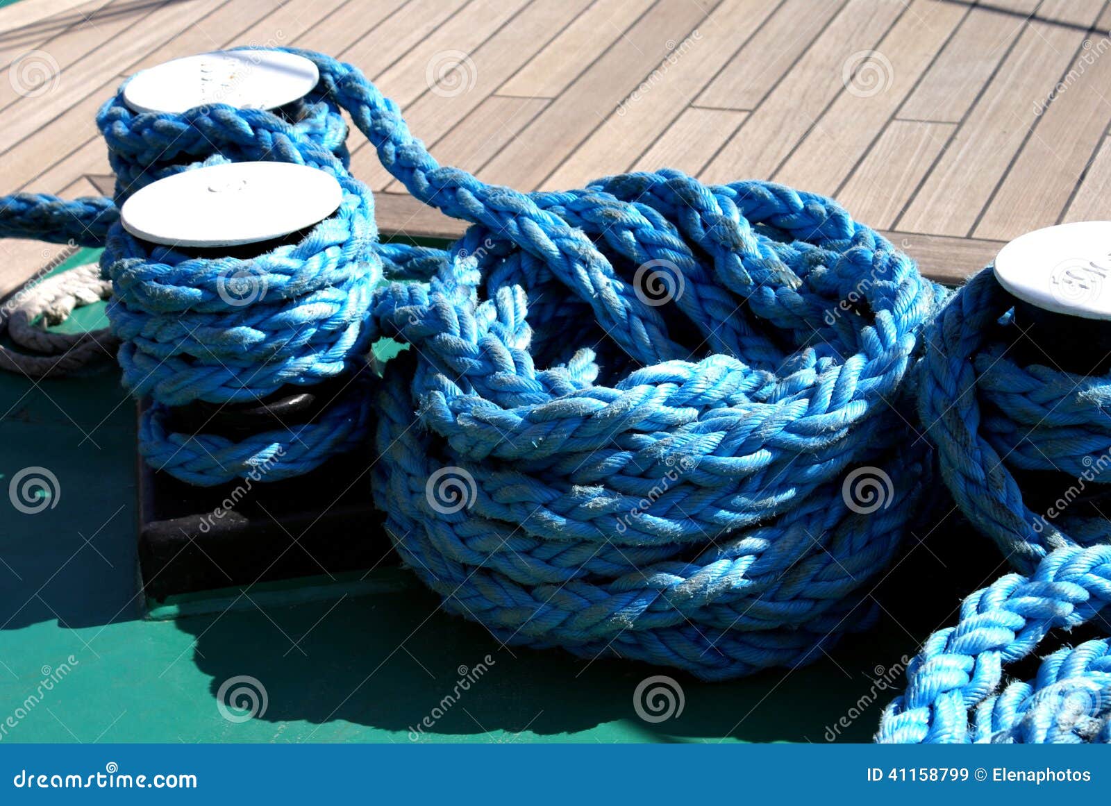 Marine Ropes Pile For Towing Ship On Wooden Closeup In The Port ...