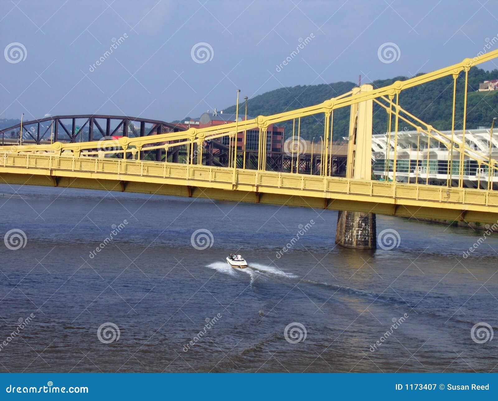 Boating Under the Bridges stock image. Image of urban - 1173407