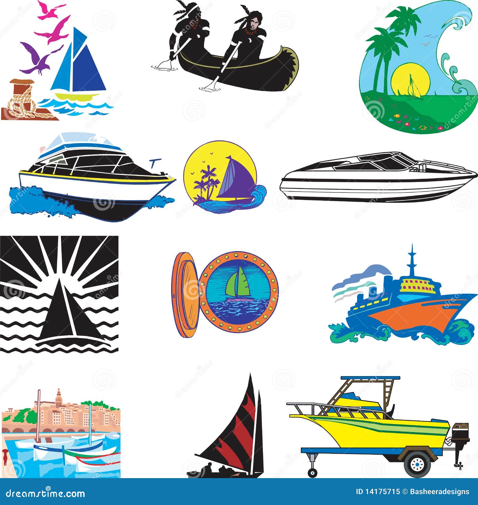 Boats, Logos, Collection, Ships Cartoon Vector | CartoonDealer.com ...