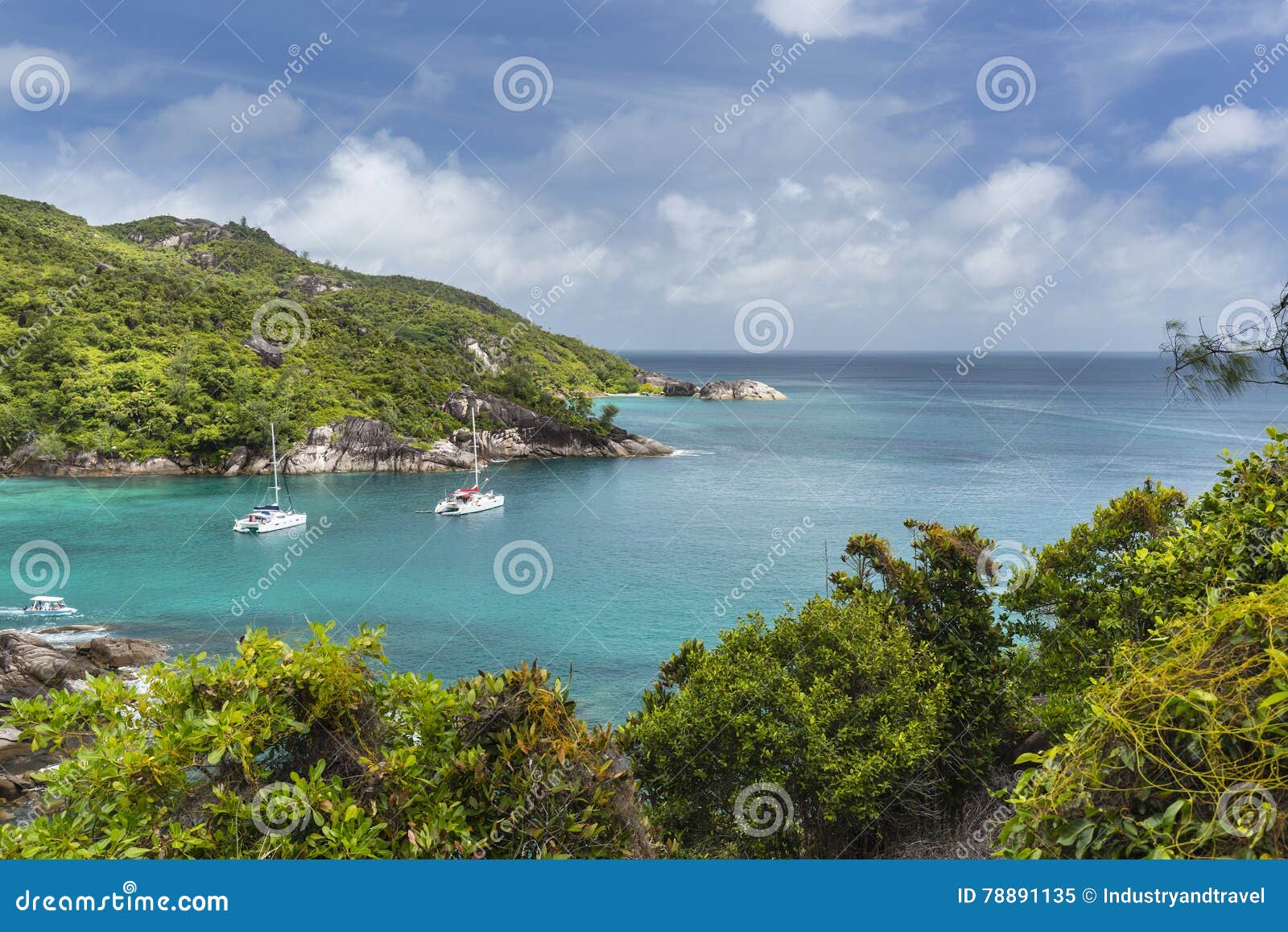 Boats at Anse Major, Mahe, Seychelles Stock Image - Image of ...
