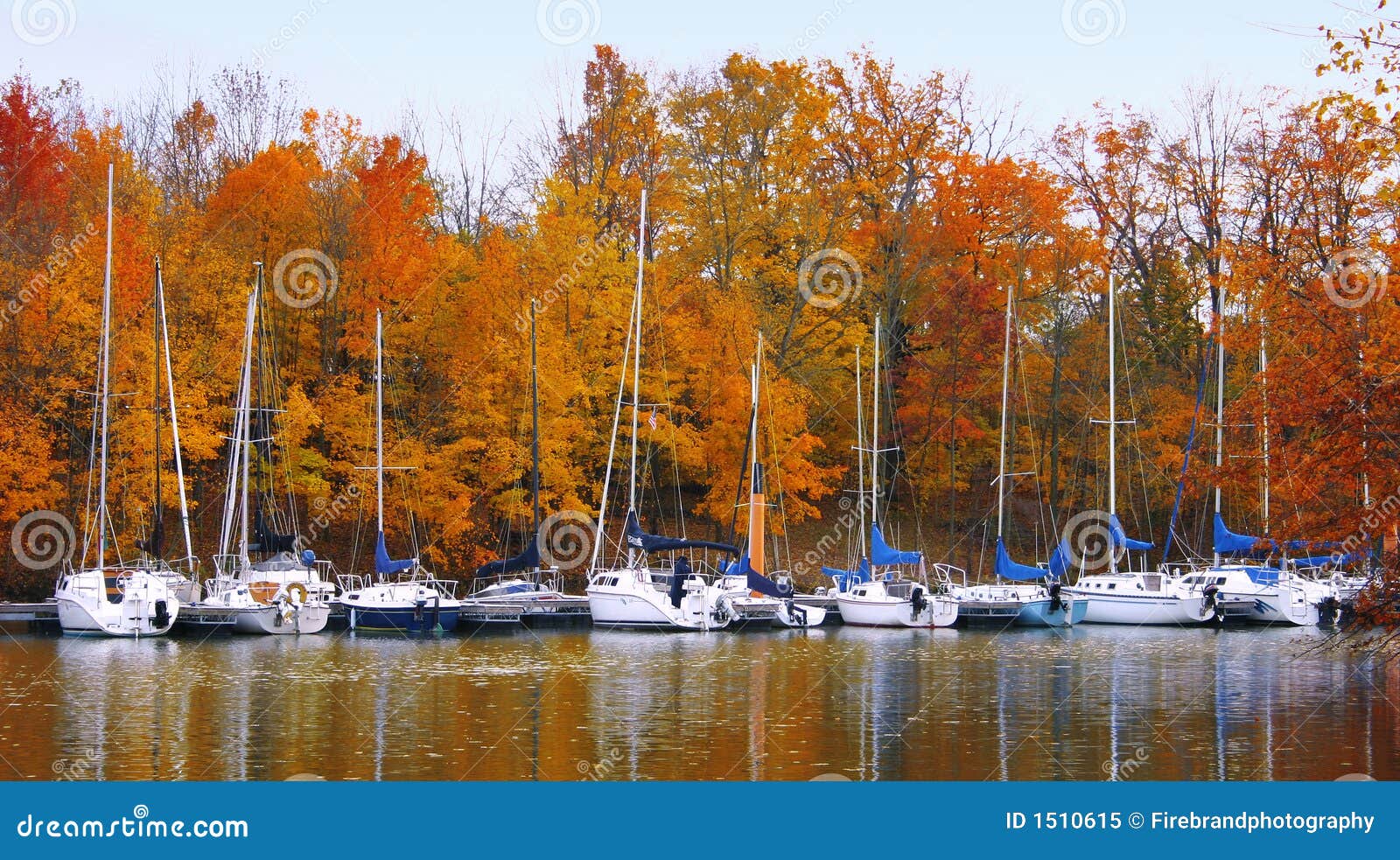 Boats in autumn stock image. Image of horizontal, gold - 1510615