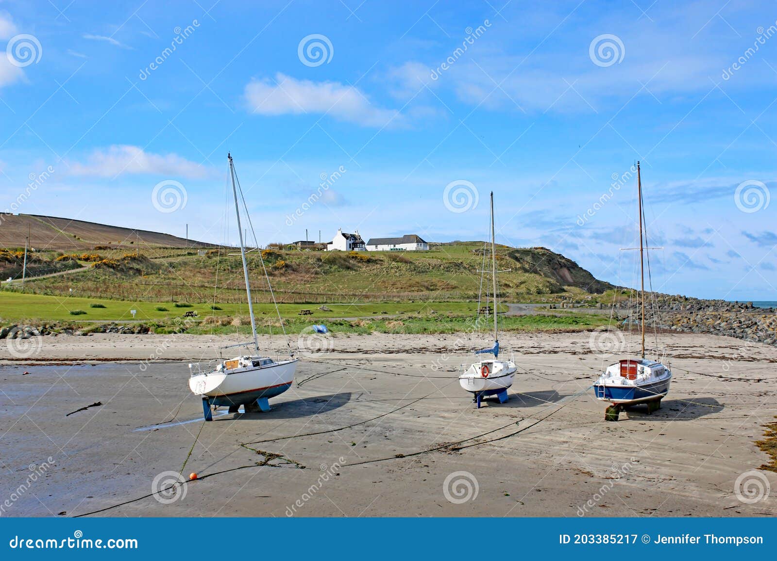 Boats on the Beach at Port Logan Stock Image - Image of galloway, blue ...