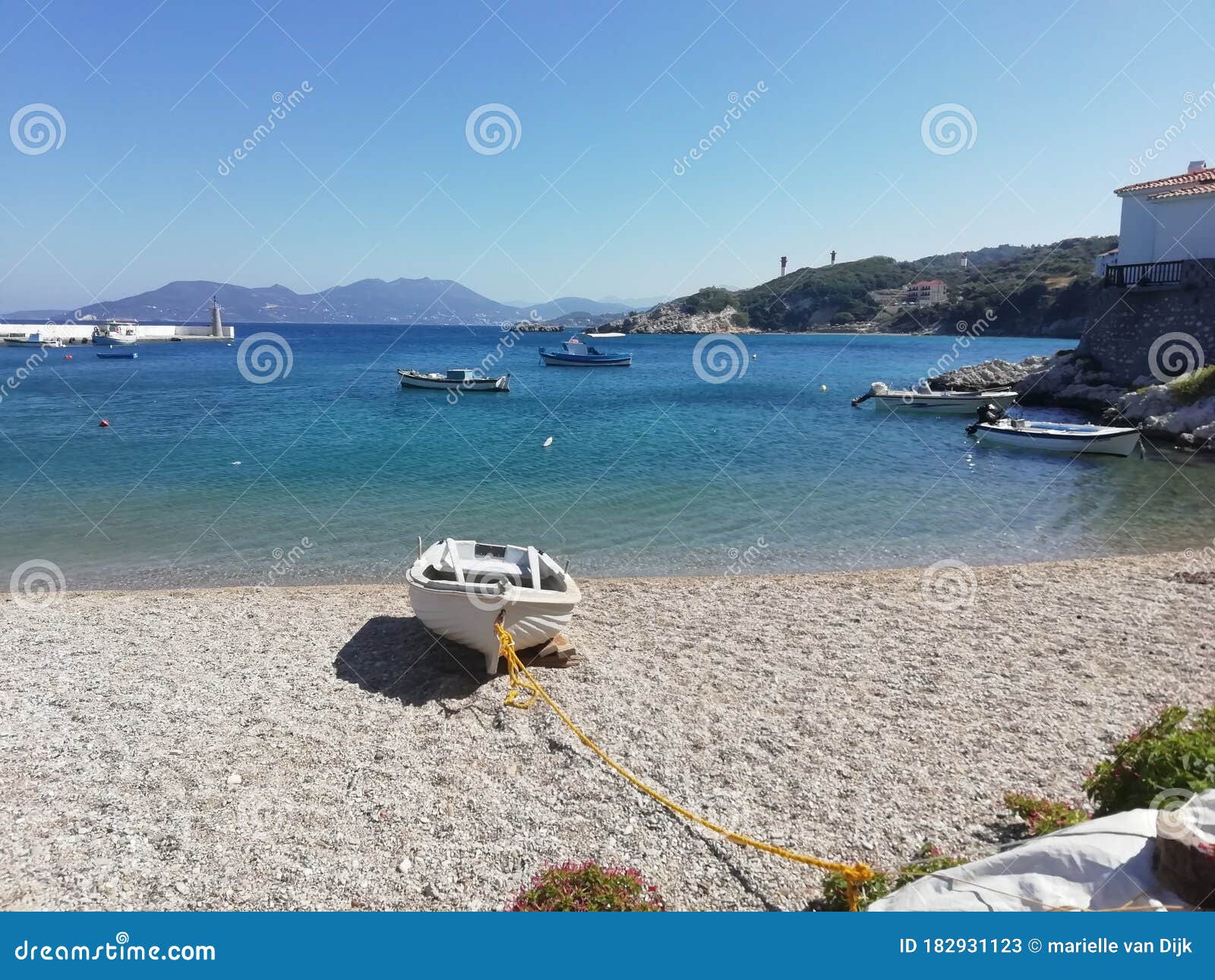 Boats at the beach, Samos editorial stock photo. Image of sand - 182931123