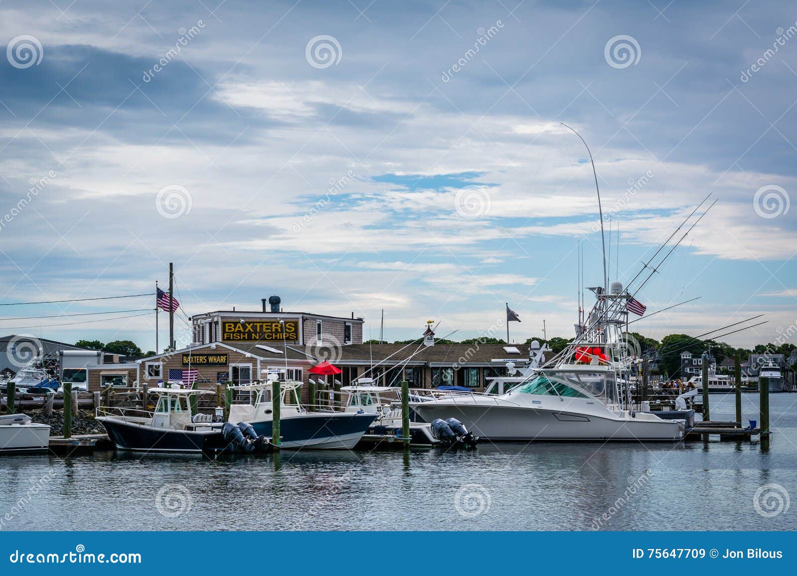 Boats and Buildings in the Harbor of Hyannis, Cape Cod, Massachusetts ...