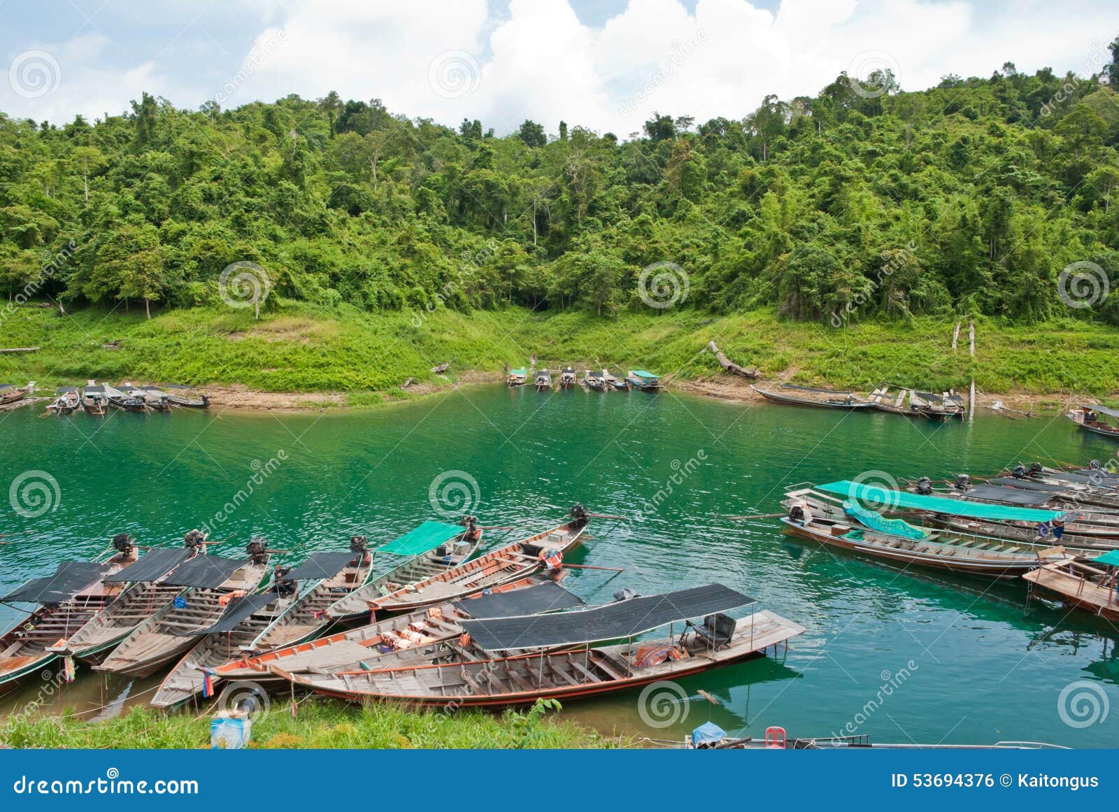 Boats in Dam stock photo. Image of idyllic, mist, mountain - 53694376