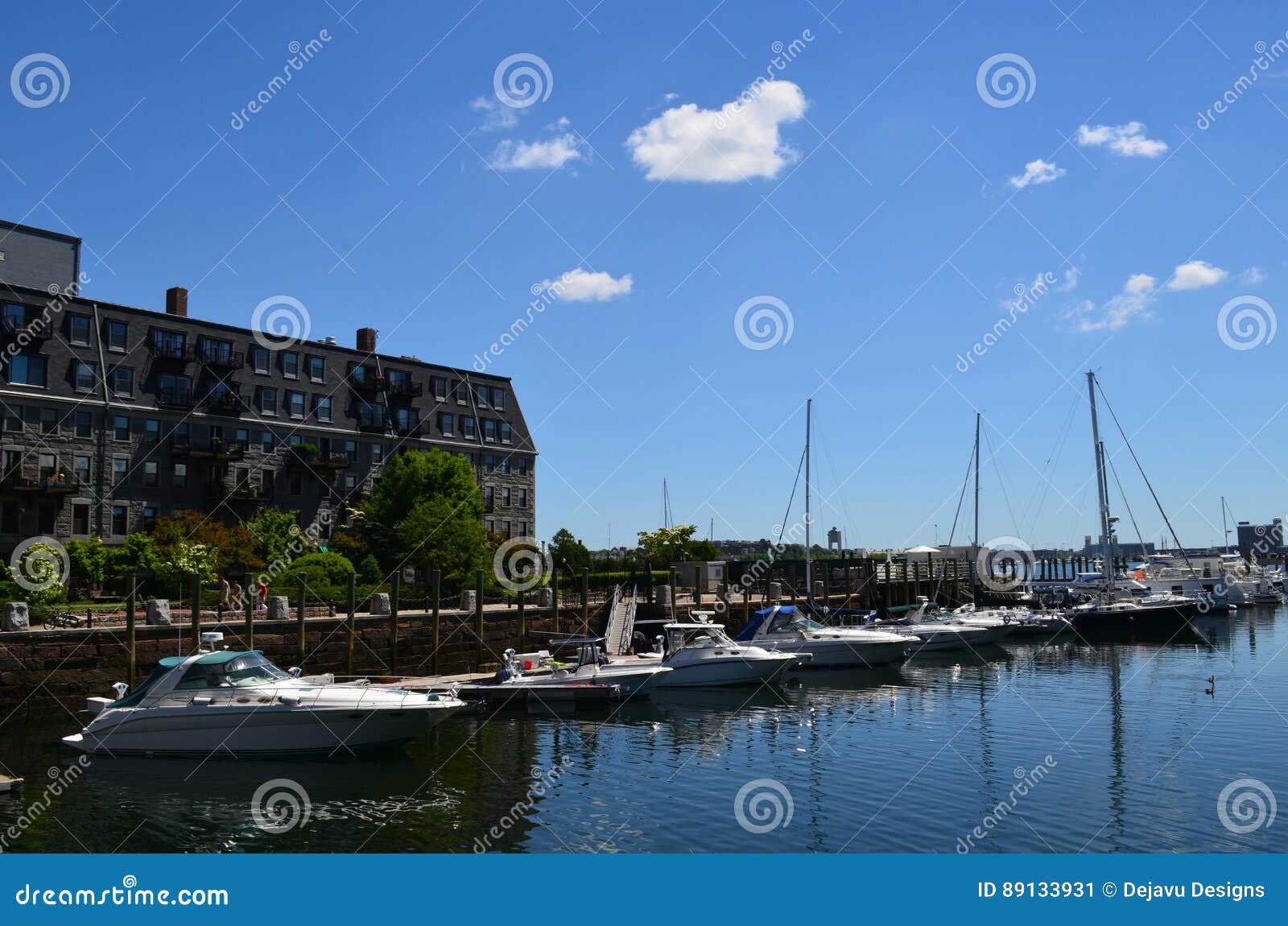 Boats Docked in Boston Harbor during the Summer Stock Image - Image of ...