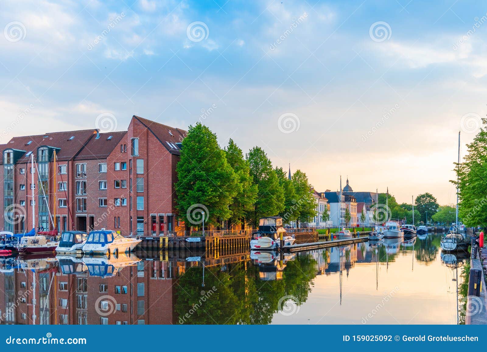 Boats Drop Anchor in a Haven, Oldenburg, Germany Stock Photo - Image of ...