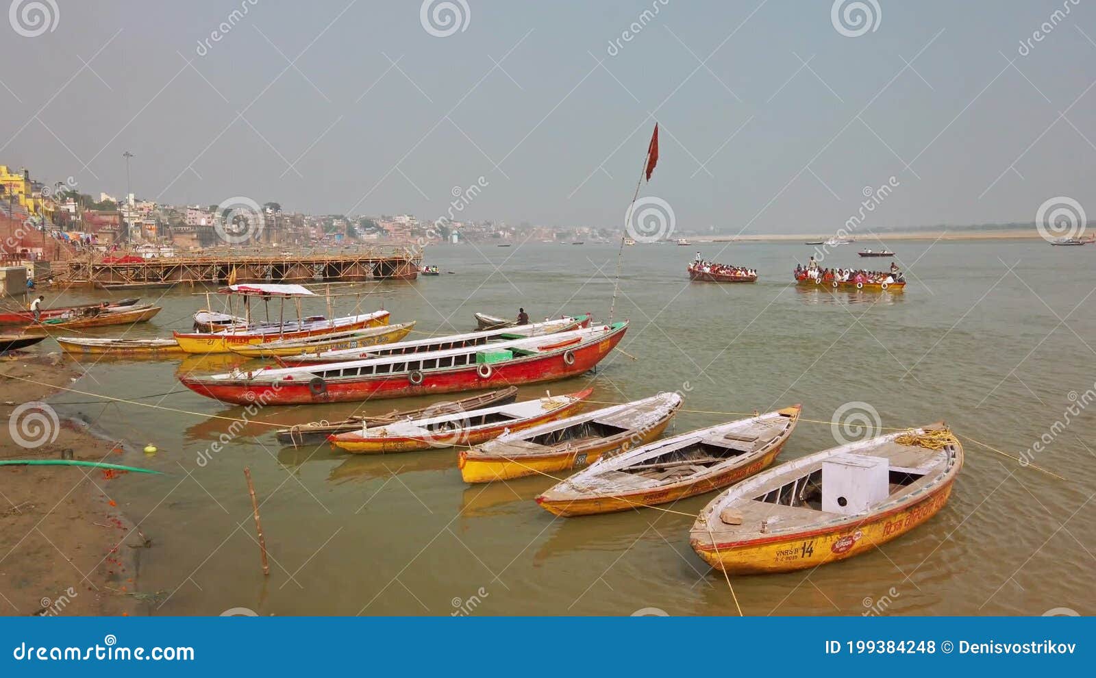 Boats on the Ghats of Varanasi. Stock Footage - Video of native, area ...