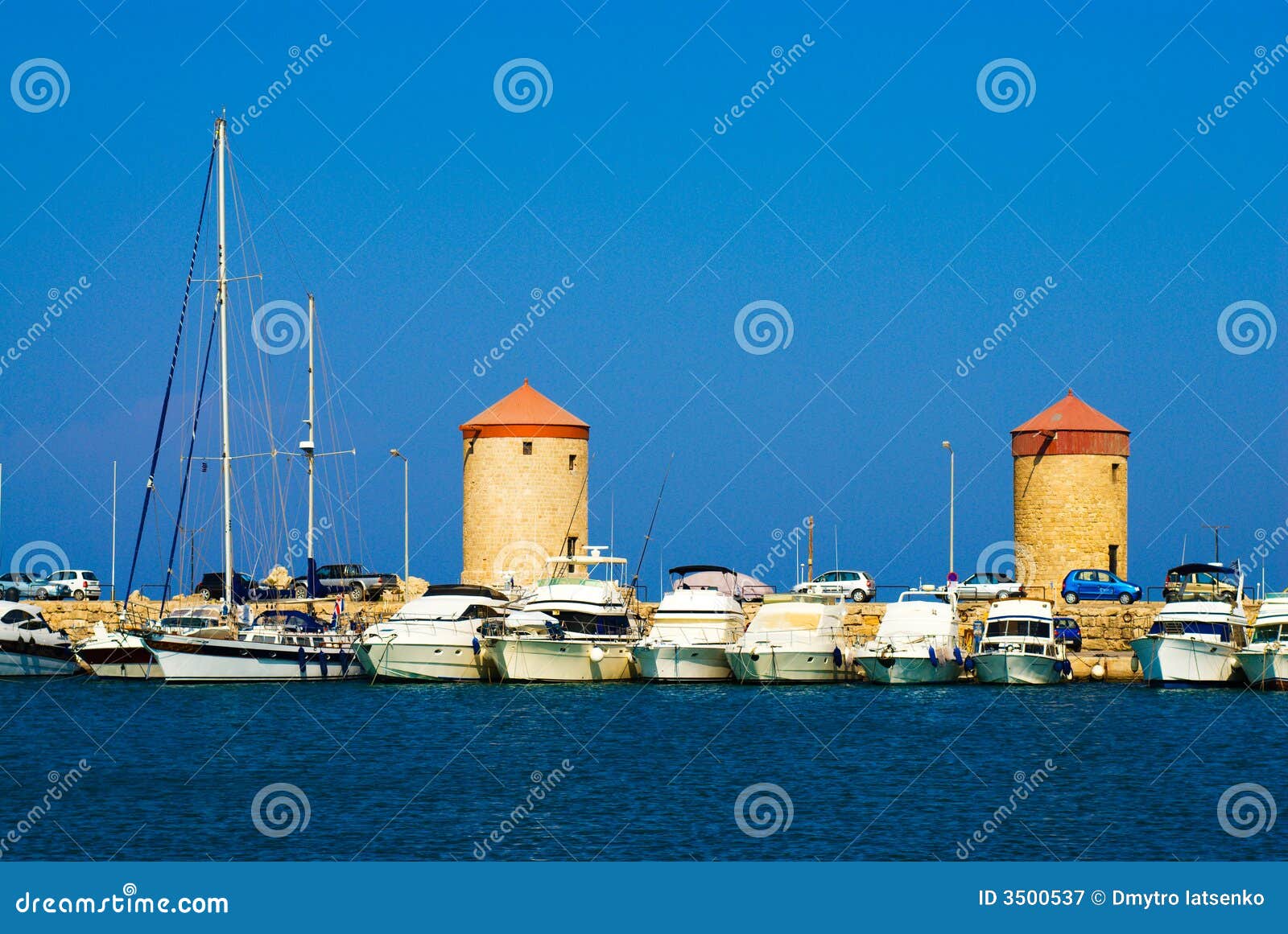 Boats in a harbor stock image. Image of rhodes, anchor - 3500537