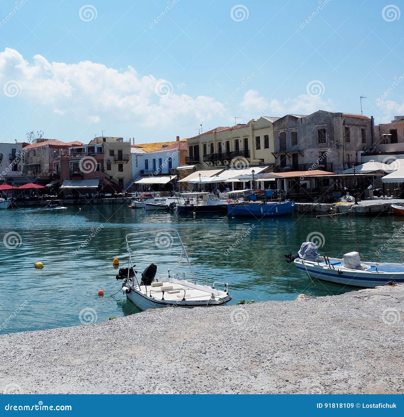 Boats in Harbour in Rethymno Greece Editorial Stock Image - Image of ...