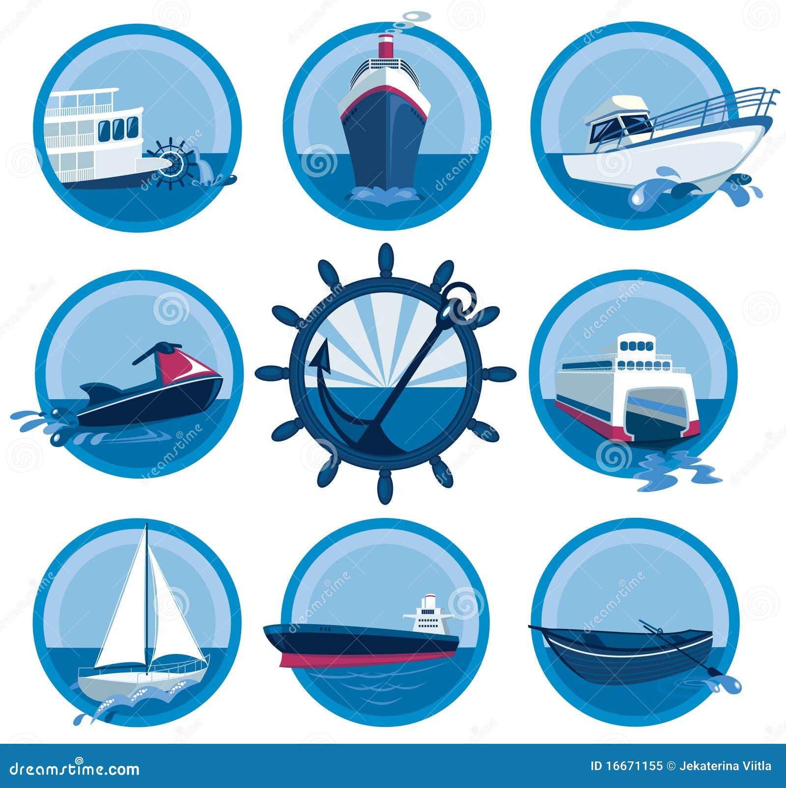 Boats icons collection stock vector. Illustration of anchor - 16671155