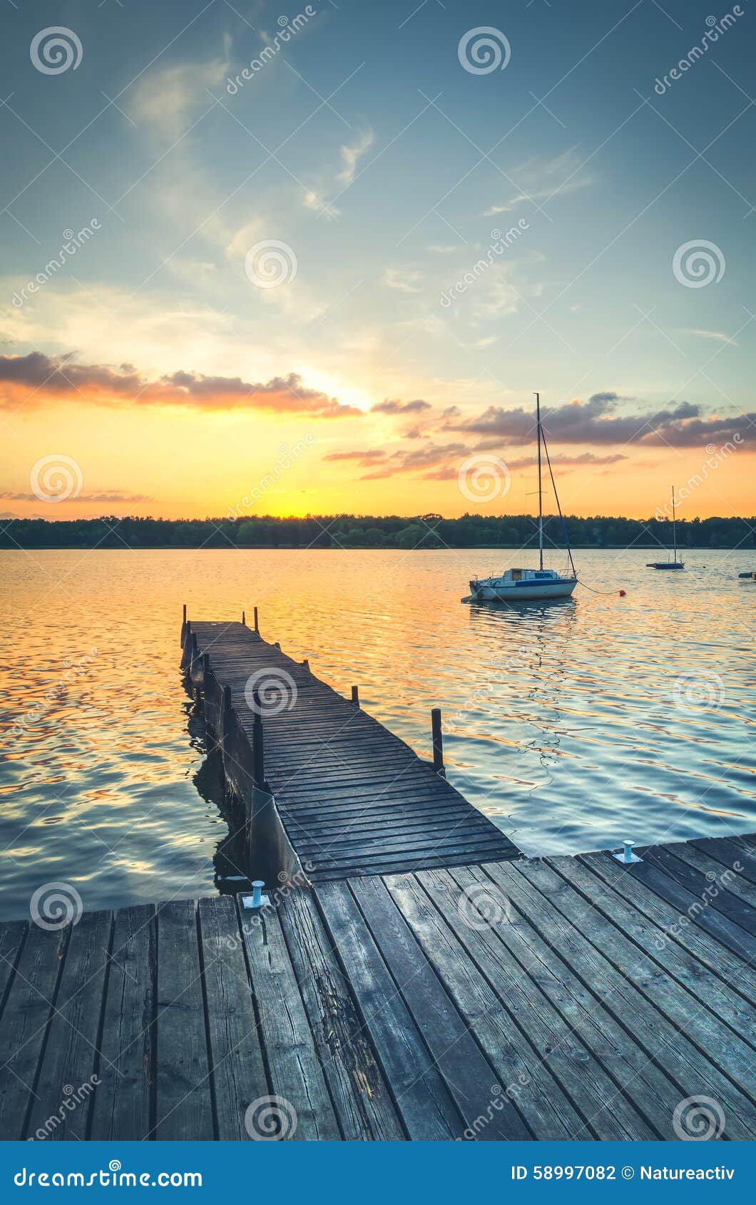 Boats in lake. stock photo. Image of bridge, water, landscape - 58997082