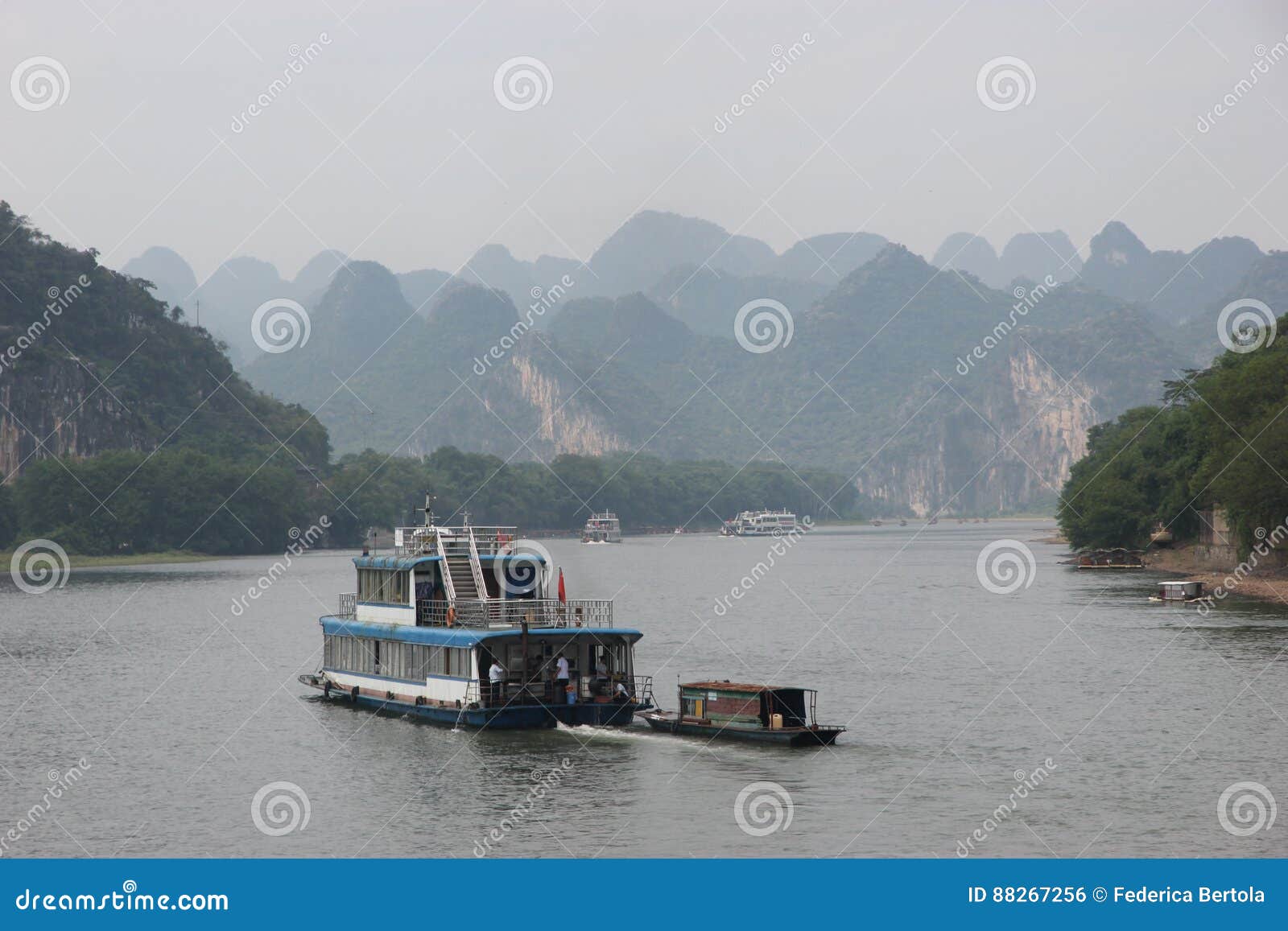 Boats on the Li River, China Editorial Photo - Image of trip, cruise ...