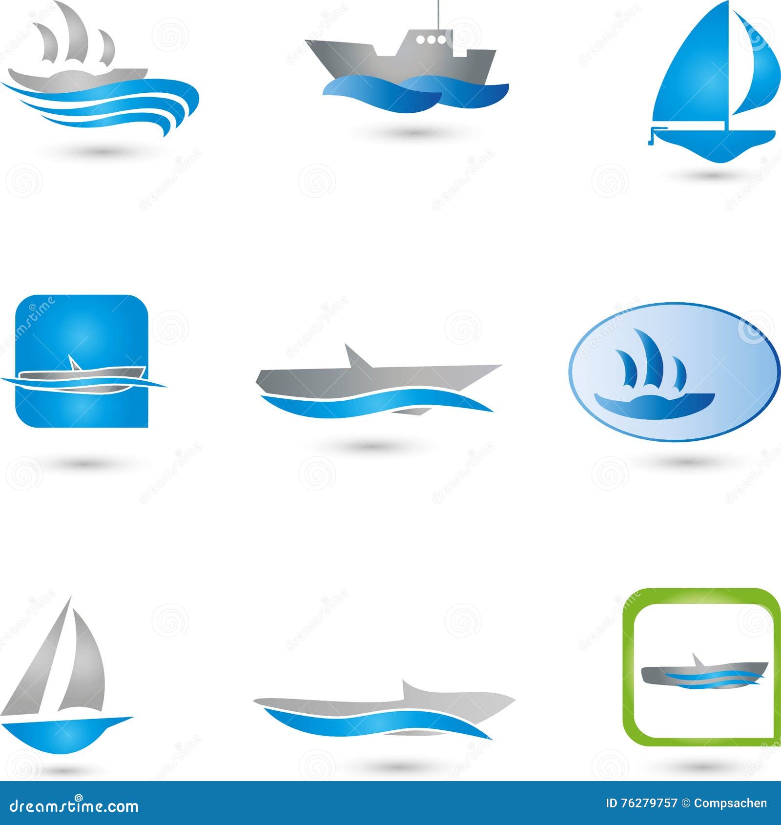 Boats, Logos, Collection, Ships Stock Vector - Illustration of waves ...