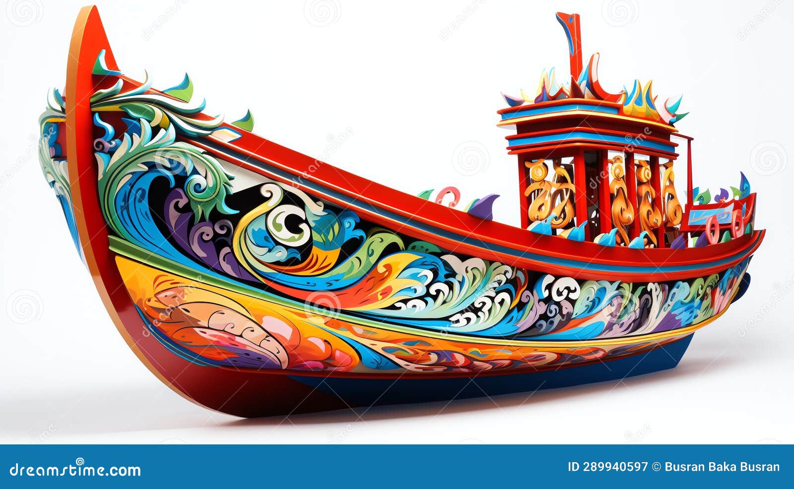 Traditional Thai Boat on the Beach Generate AI Stock Illustration ...