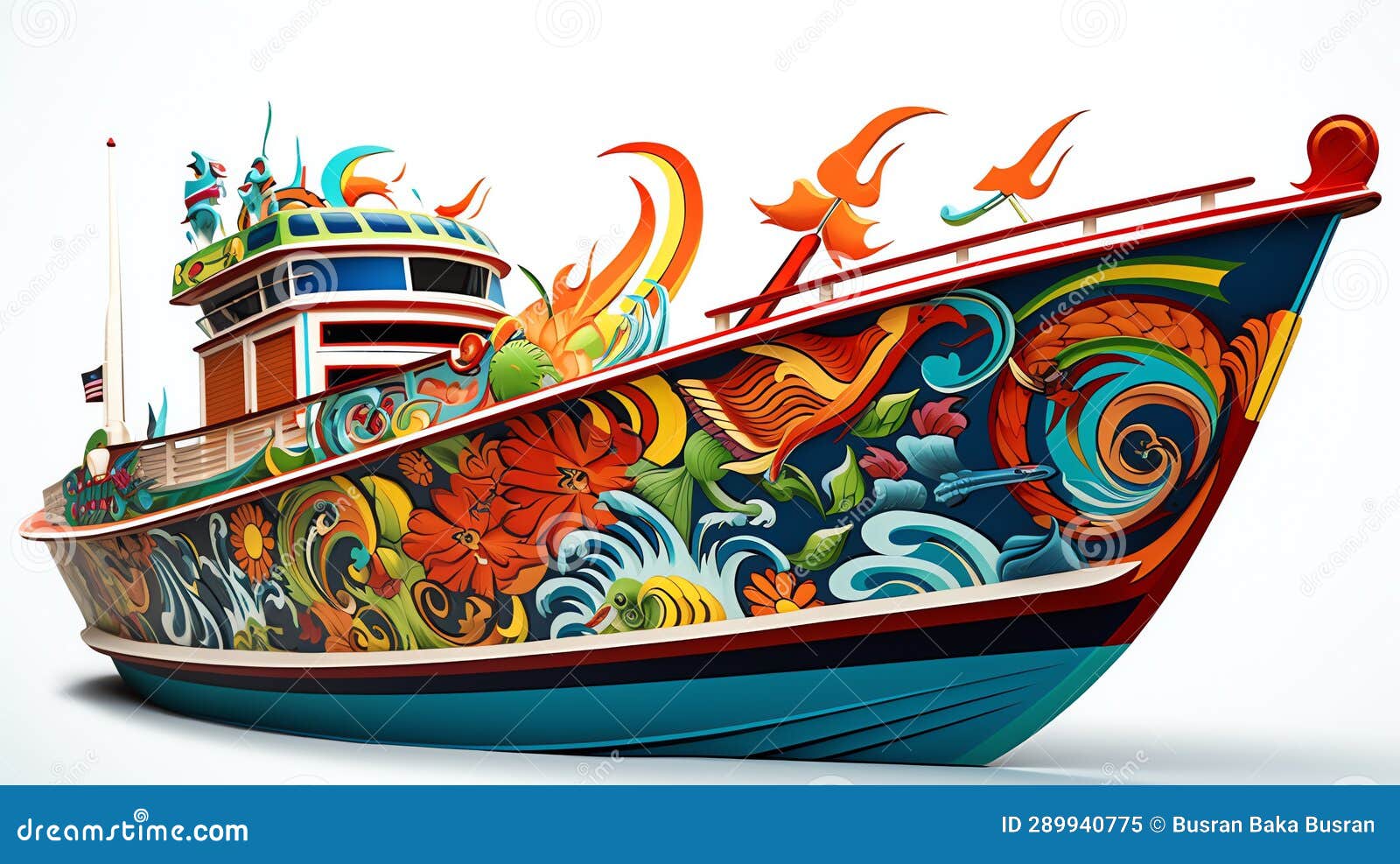Traditional Thai Boat on the Beach Generate AI Stock Illustration ...