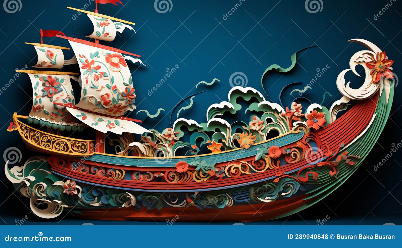 Traditional Thai Boat on the Beach Generate AI Stock Illustration ...