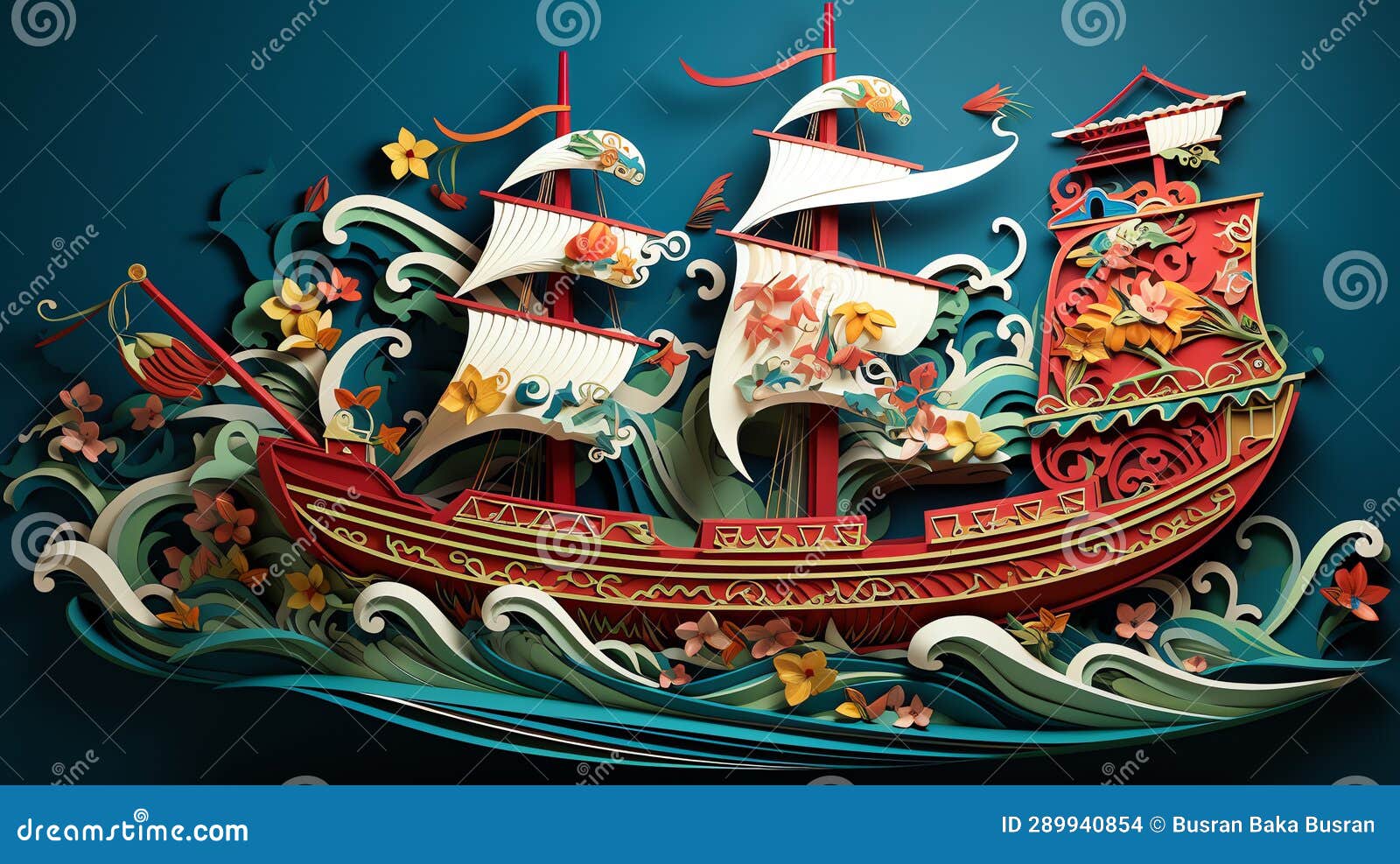 Traditional Thai Boat on the Beach Generate AI Stock Illustration ...