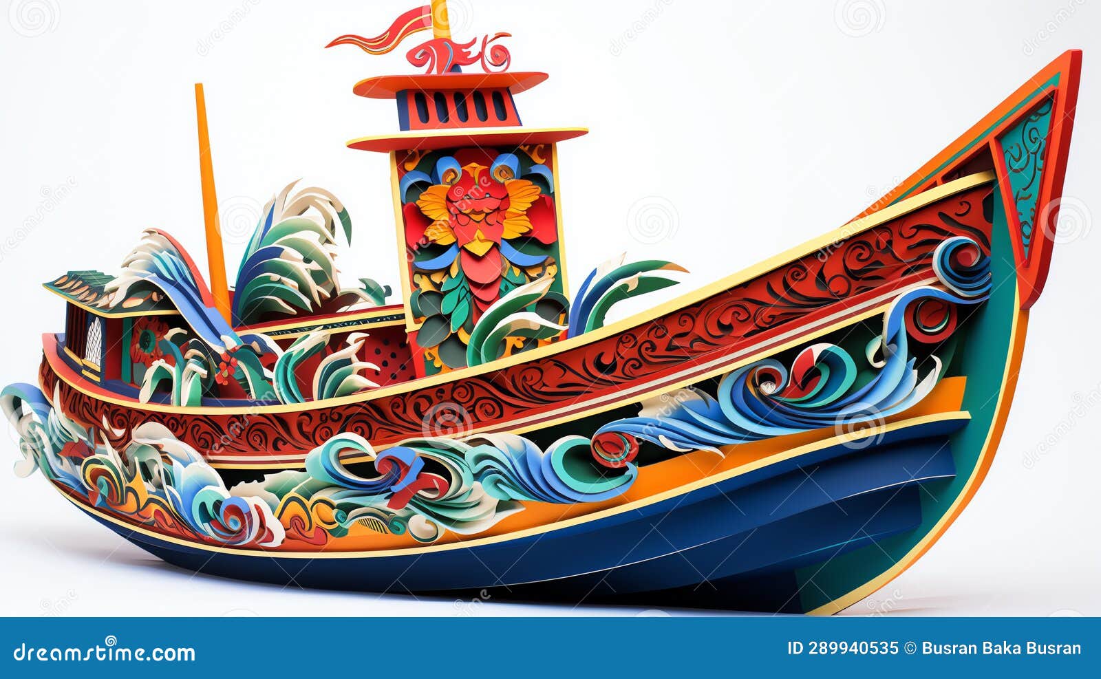Traditional Thai Boat on the Beach Generate AI Stock Illustration ...