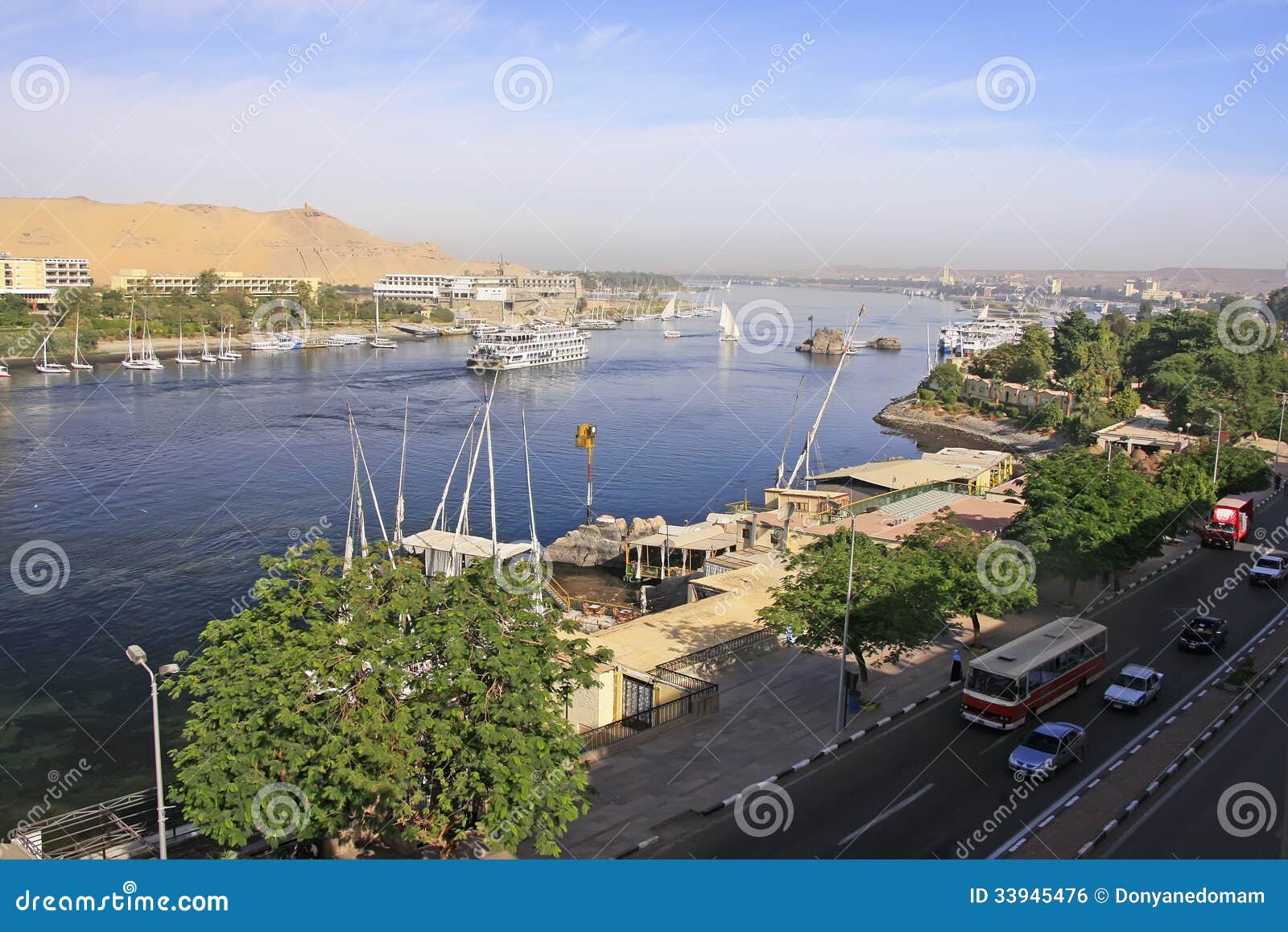 Boats on the Nile River, Aswan Stock Photo - Image of harbor, felucca ...