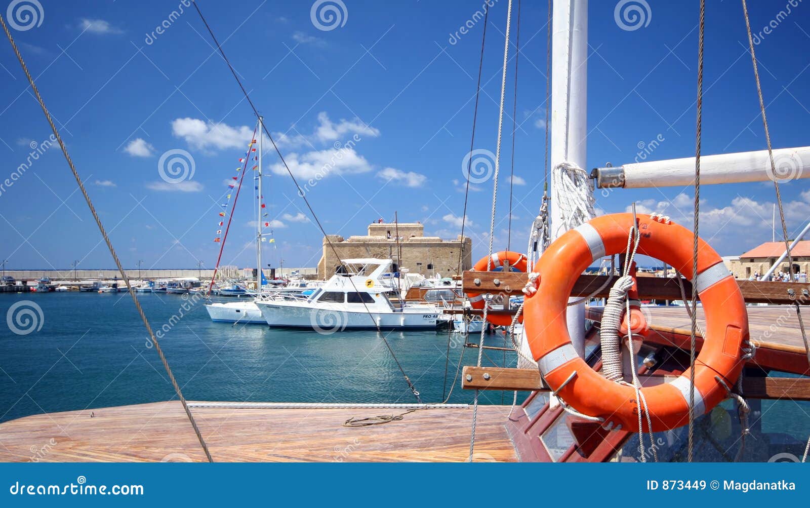 Boats at Paphos port stock image. Image of sunny, tourism - 873449