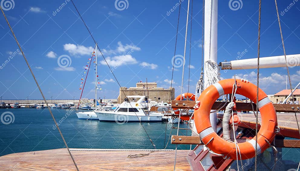 Boats at Paphos port stock image. Image of sunny, tourism - 873449