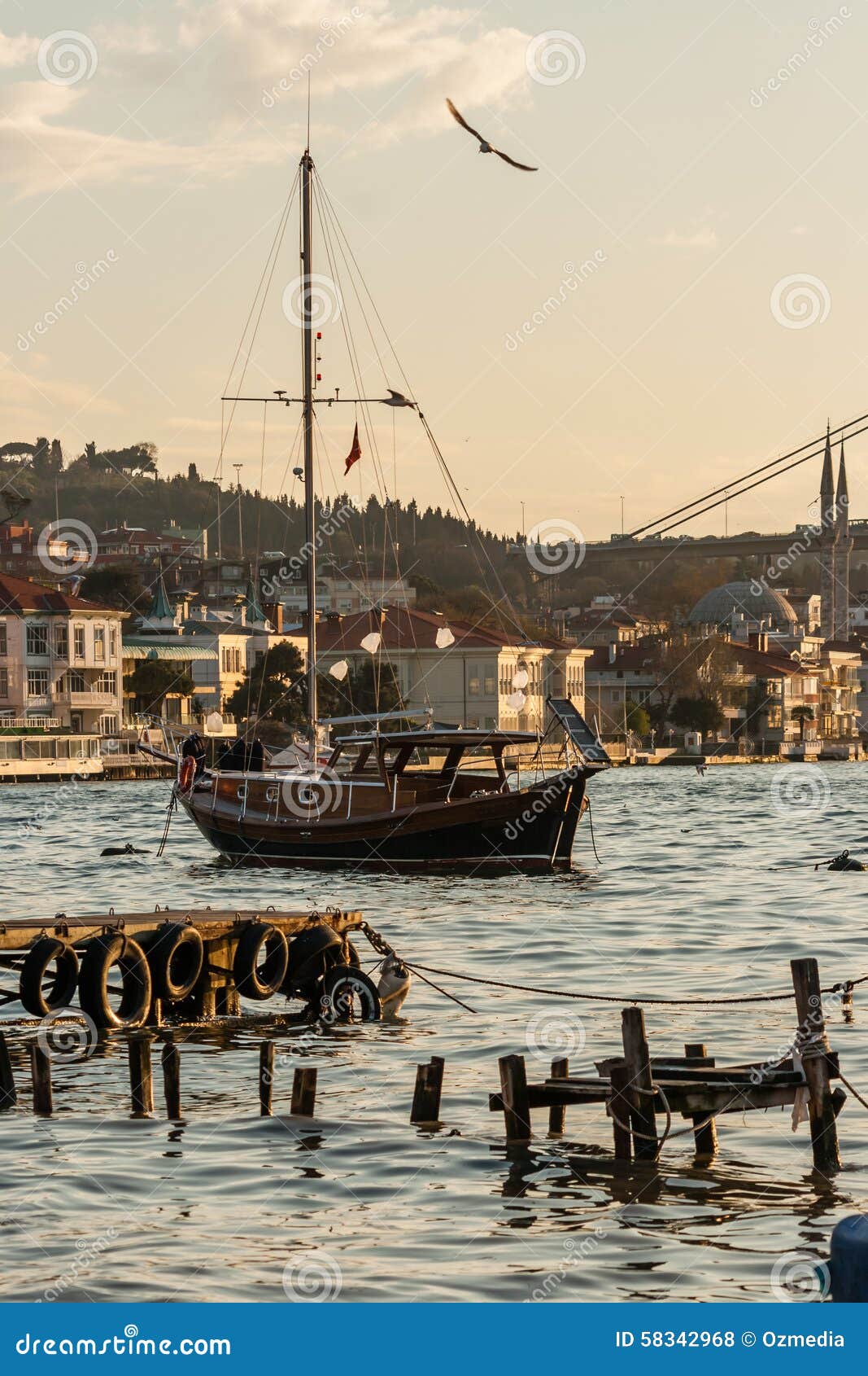 Boats with Reflections on the Sea of Bosphorus Stock Photo - Image of ...