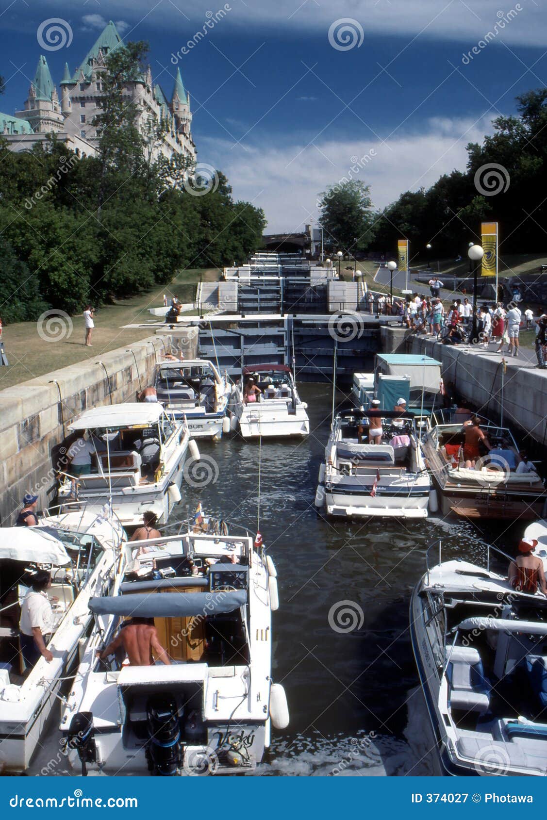 Boats in Rideau Canal Locks Editorial Photography - Image of hotel ...