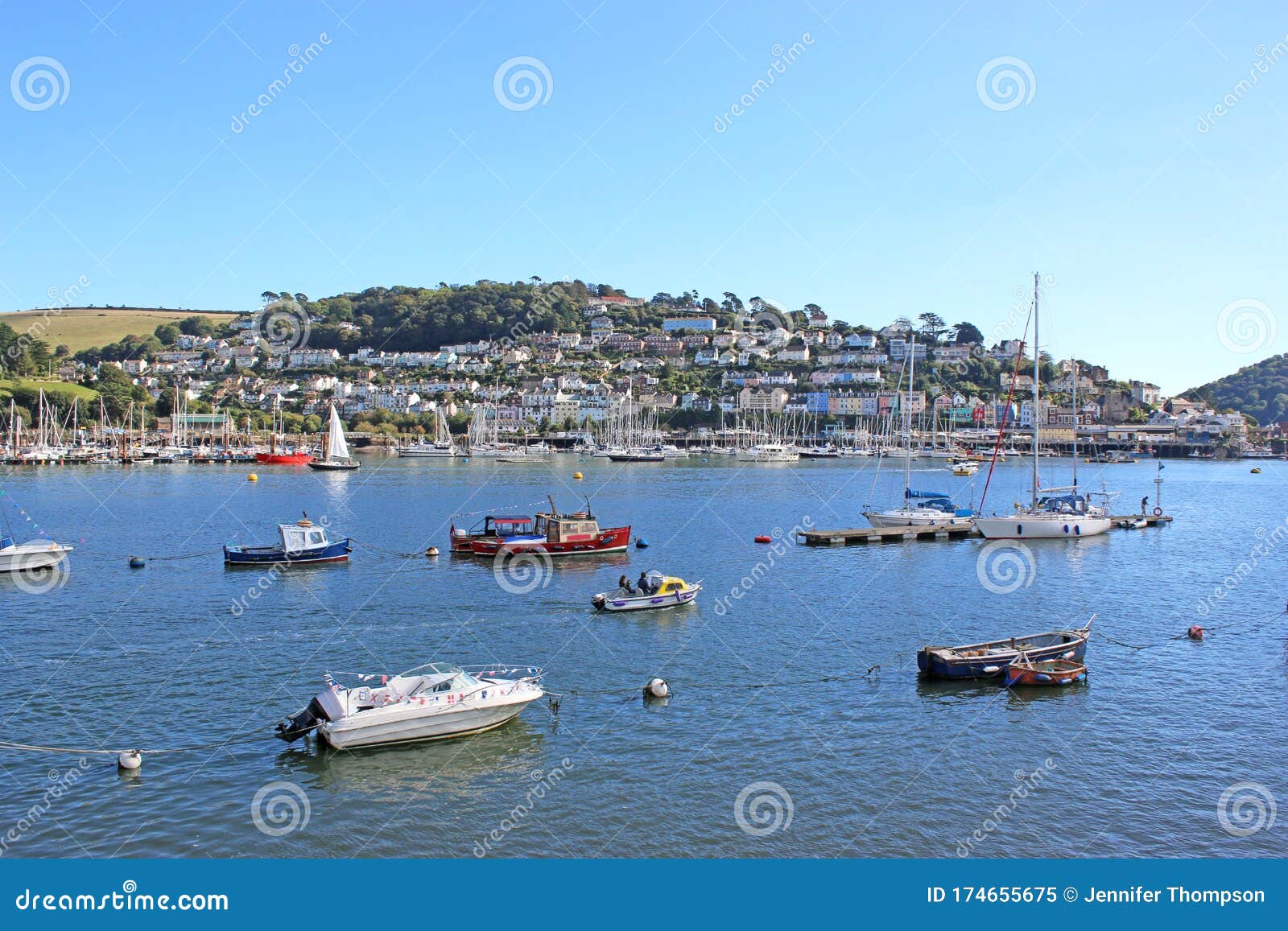 Boats on the River Dart, Devon Stock Image - Image of trees, houses ...