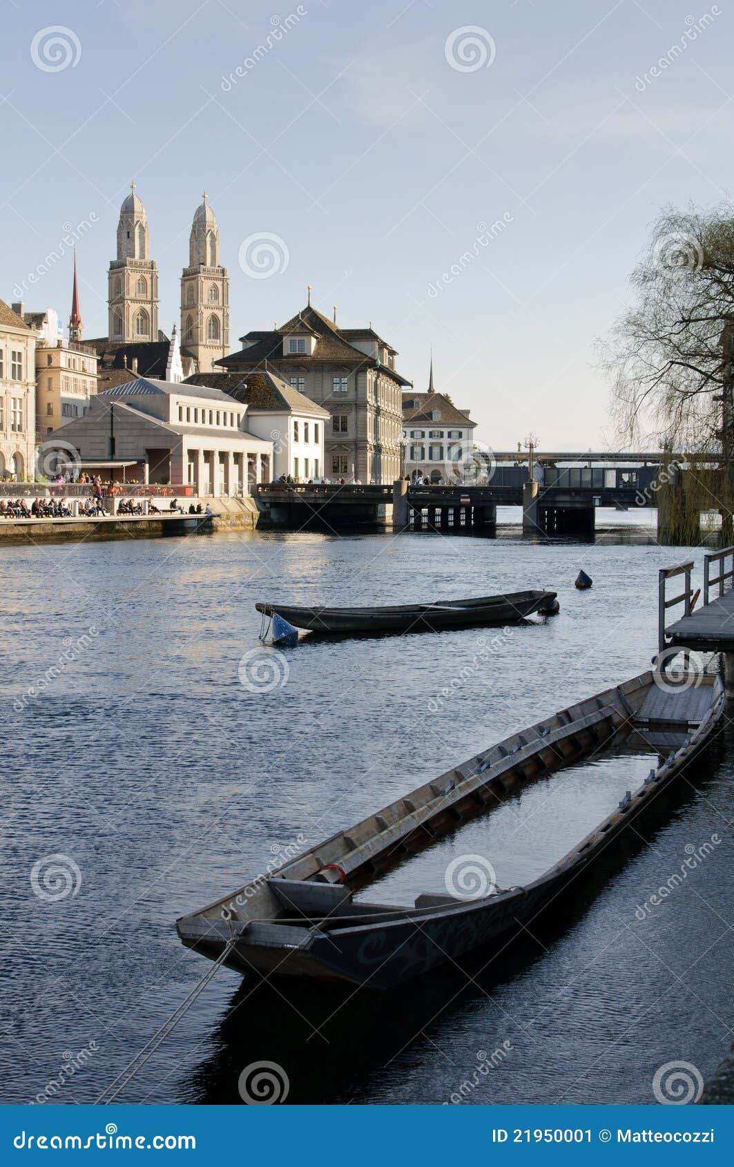 Boats on the river Limmat stock image. Image of europe - 21950001