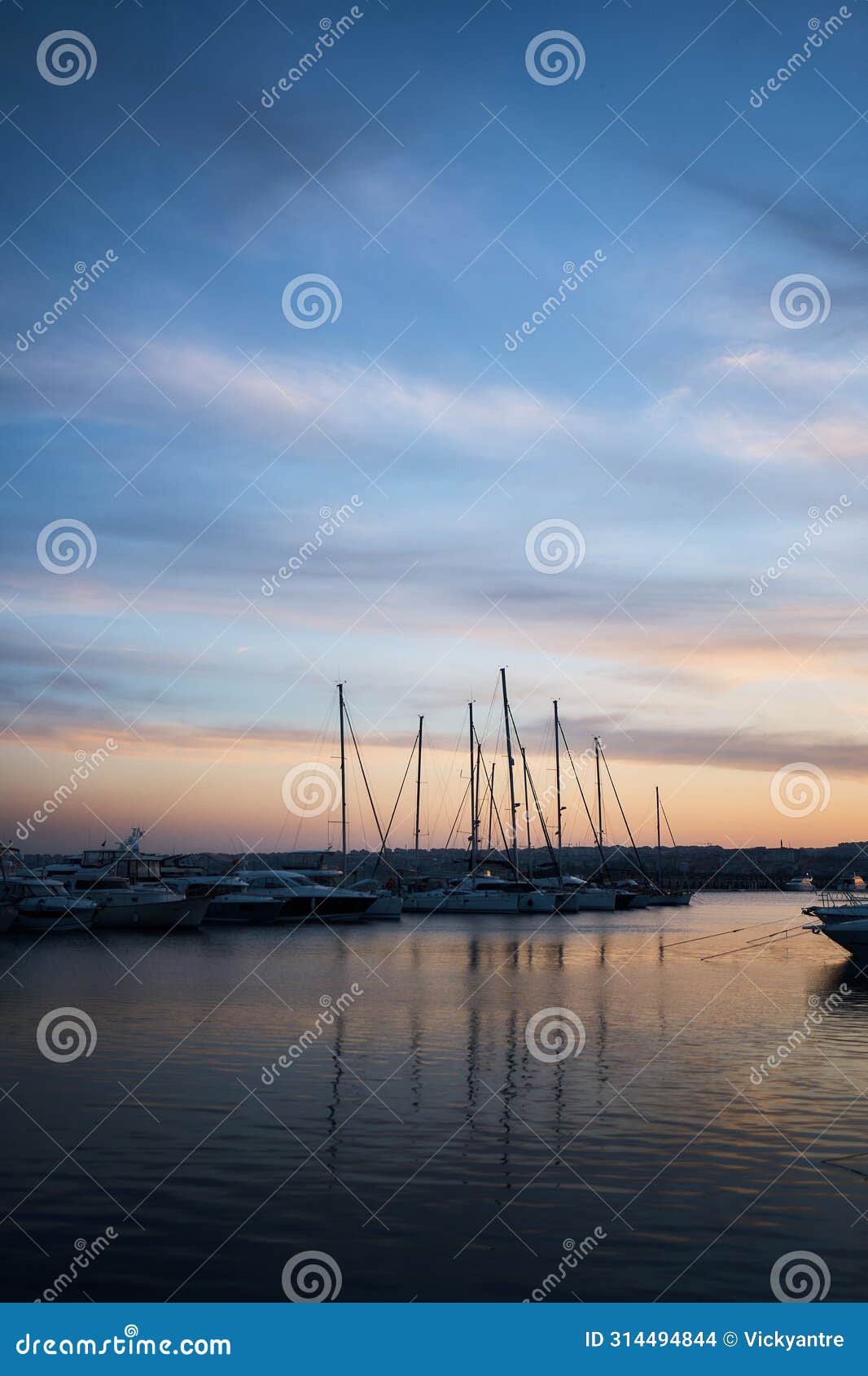Boats, Sailboats in the Harbor at Sunset Stock Photo - Image of port ...