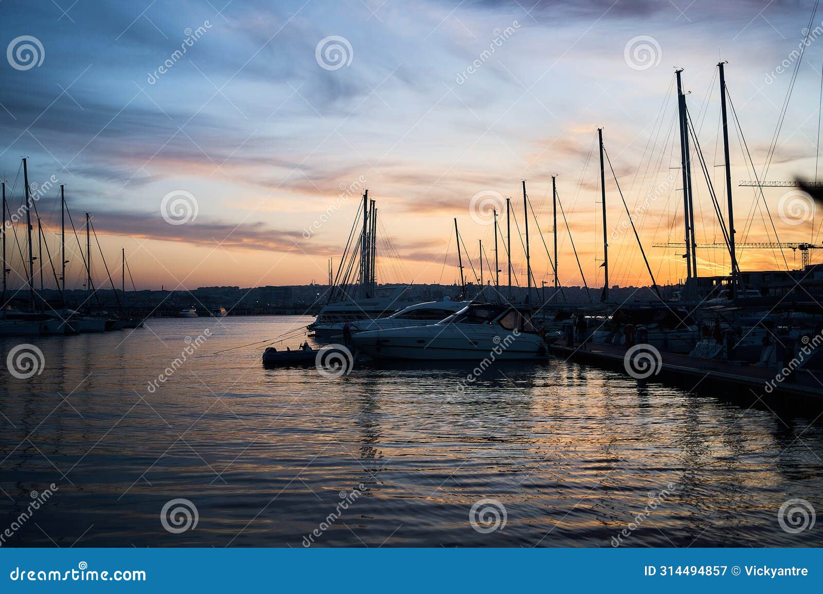 Boats, Sailboats in the Harbor at Sunset Stock Image - Image of yacht ...