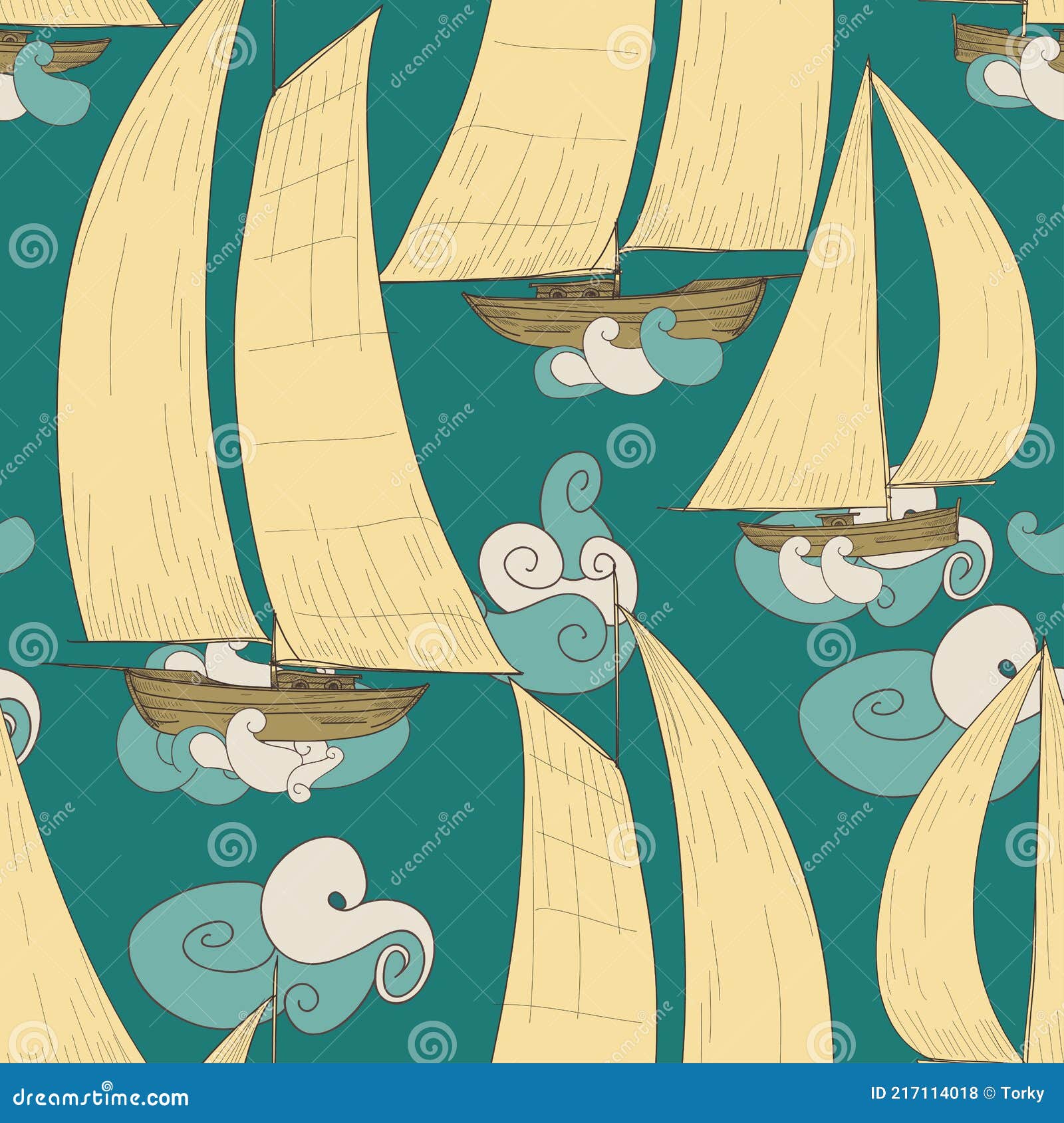 Boats Sailing Seamless Pattern Stock Vector - Illustration of design ...