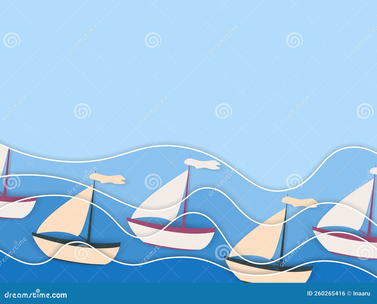 Boats sailing in the waves stock vector. Illustration of cartoon ...