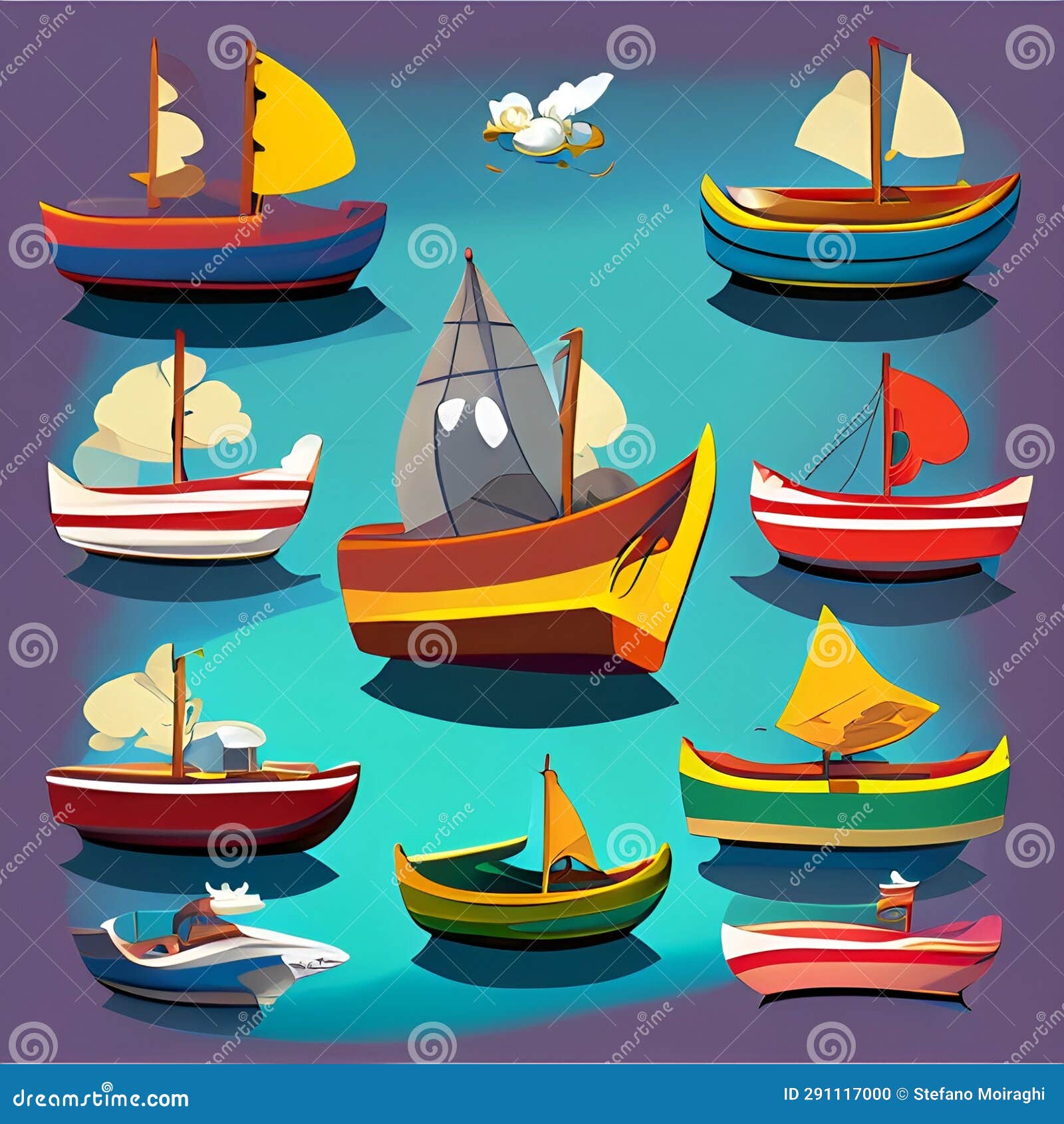 Boats Set Illustration Cartoon Style Stock Illustration - Illustration ...