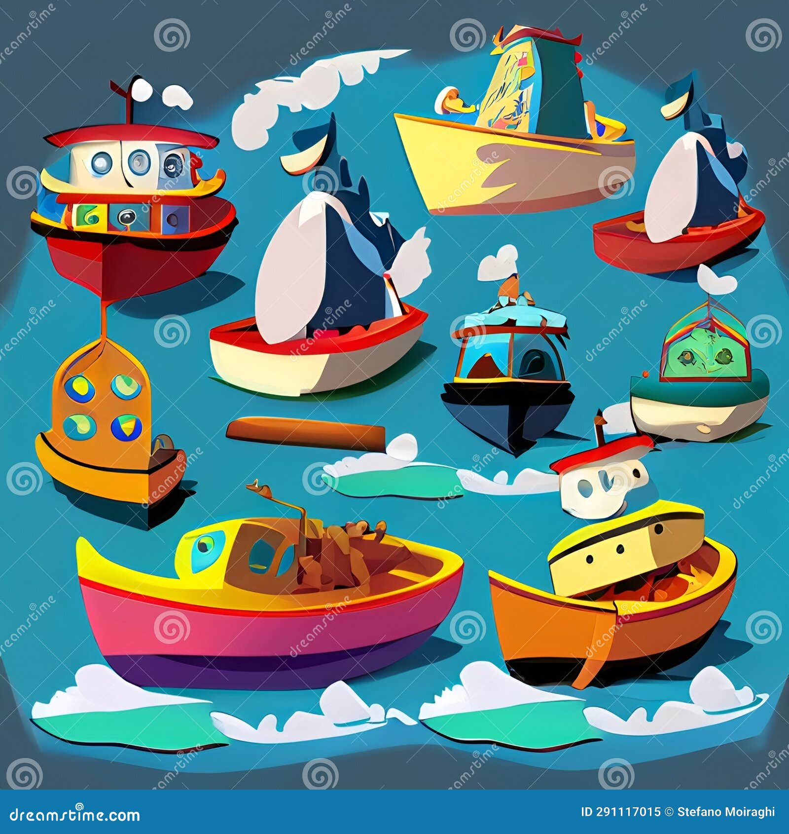 Boats Set Illustration Cartoon Style Stock Illustration - Illustration ...