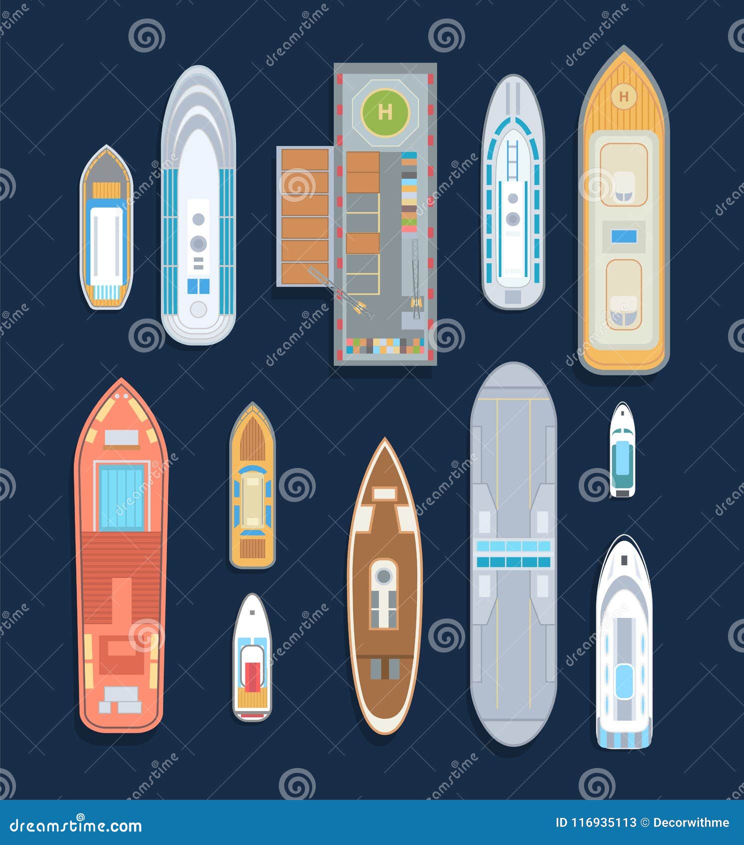 Boats - Set of Modern Vector Elements Stock Vector - Illustration of ...
