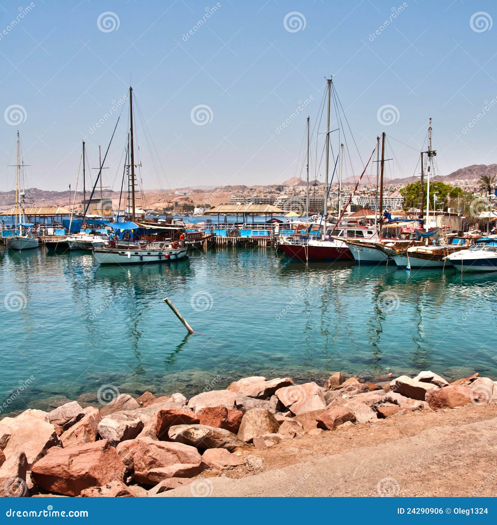 Boats on the Shore of the Red Sea Stock Photo - Image of pier, israel ...