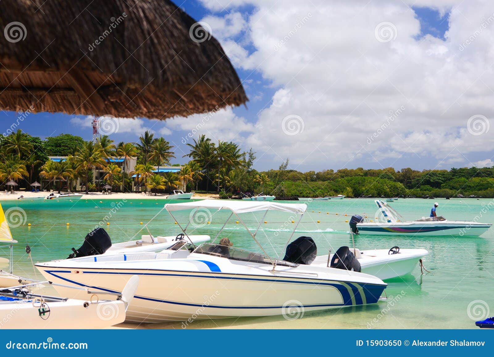 Boats at Tropical Beach Resort Stock Photo - Image of beach, yacht ...