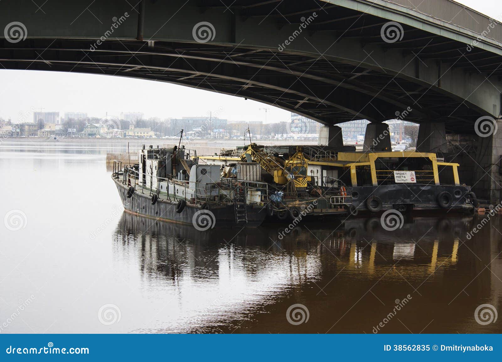 Boats under the bridge stock image. Image of boat, river - 38562835