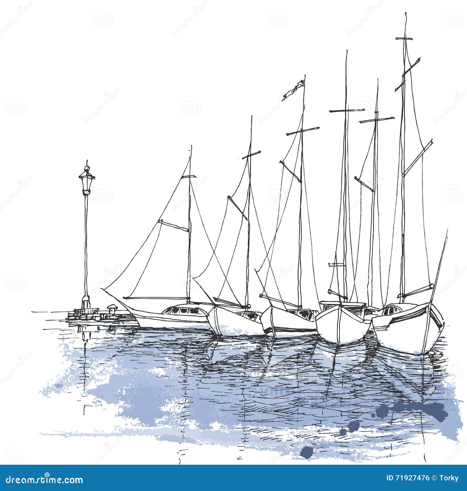 Harbor Sketch Vector Illustration | CartoonDealer.com #45264290