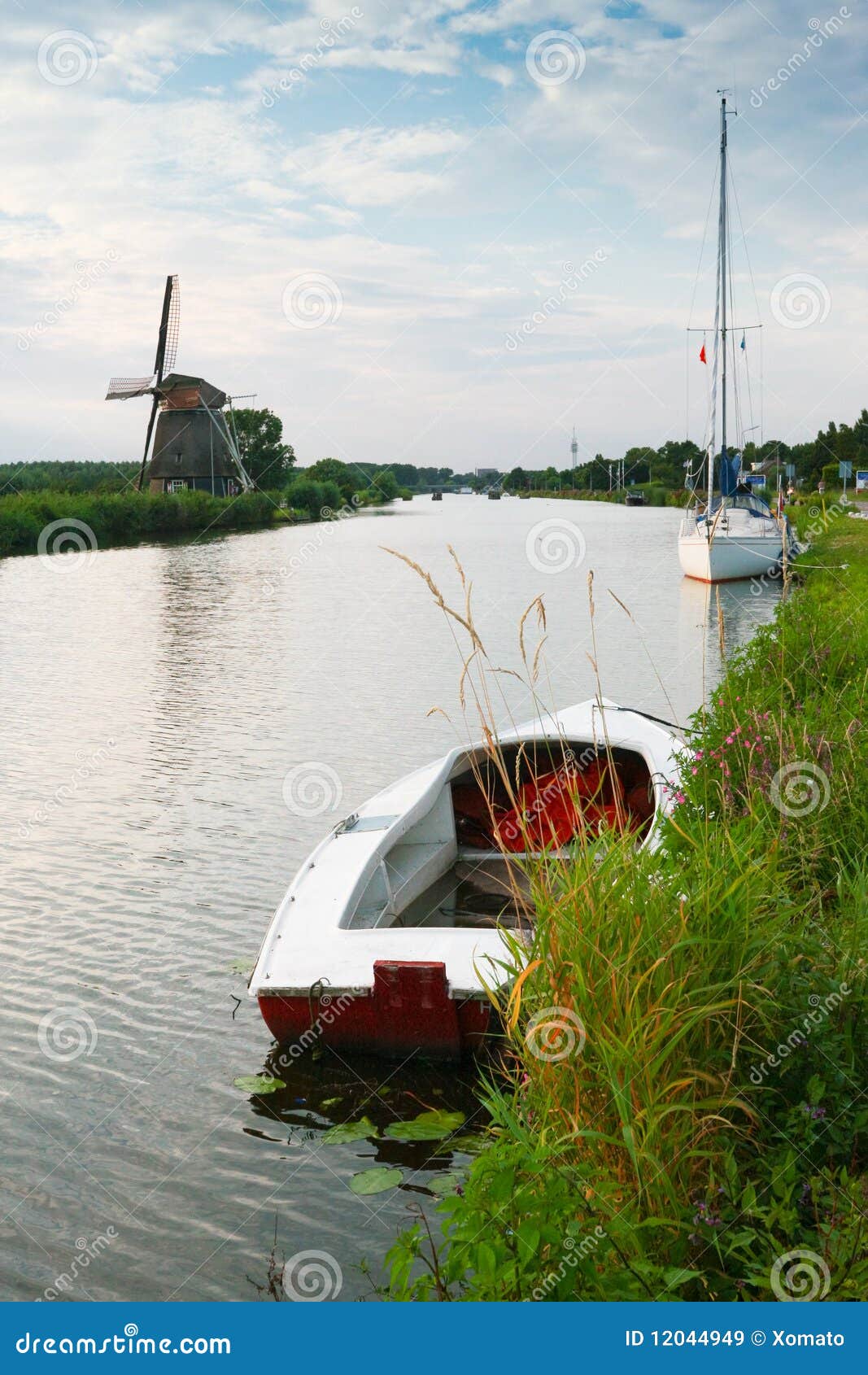 Boats and windmill stock image. Image of sport, yacht - 12044949