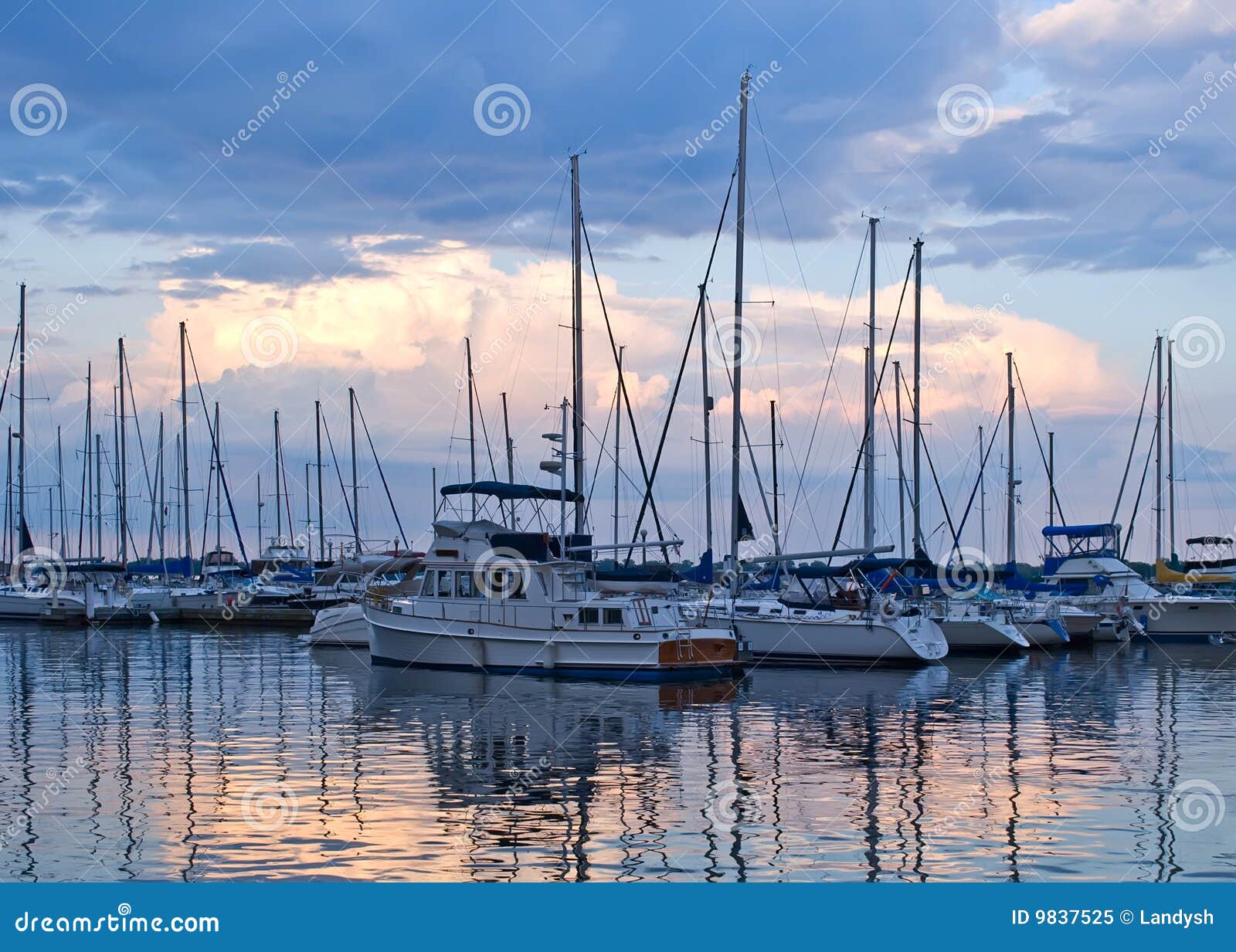 Boats and Yachts Moored in Harbor Stock Image - Image of sail ...