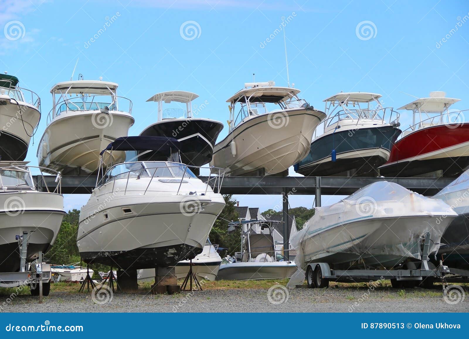 Boats, Yachts Stand in Two Rows Stock Image - Image of recreational ...