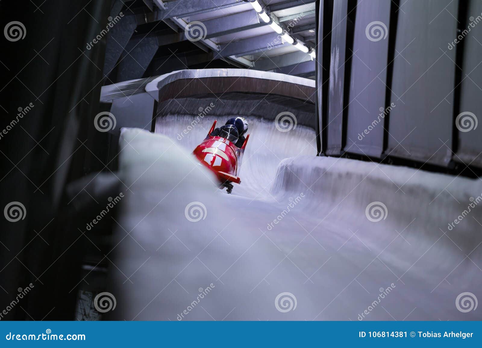 Bob Sled Speeding in an Ice Channel Stock Image - Image of sports ...