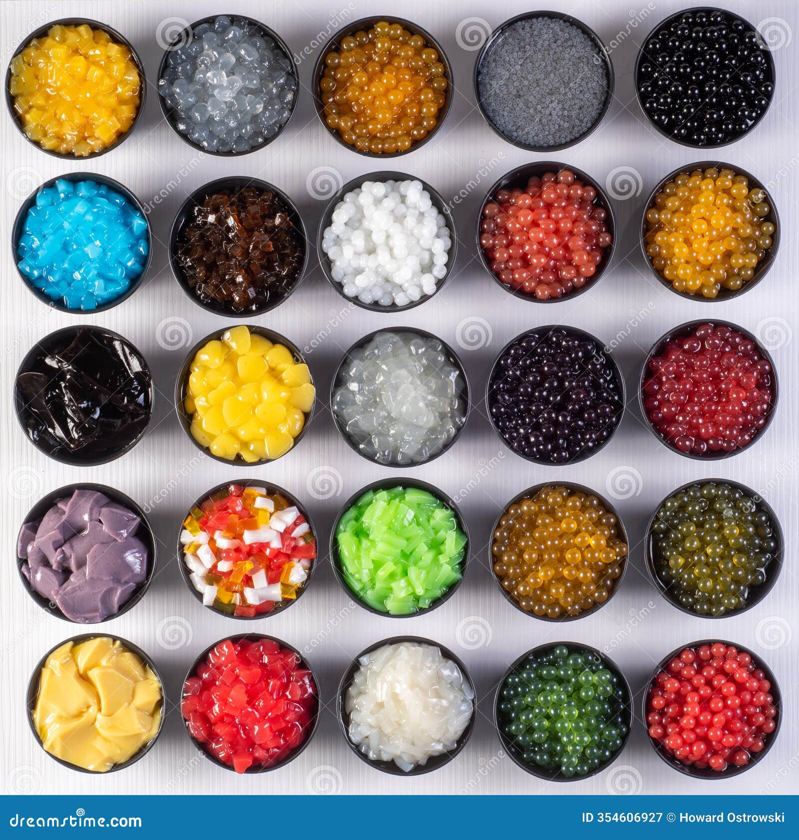 Boba of All Different Types and Colors of Display in Cups Stock Image ...