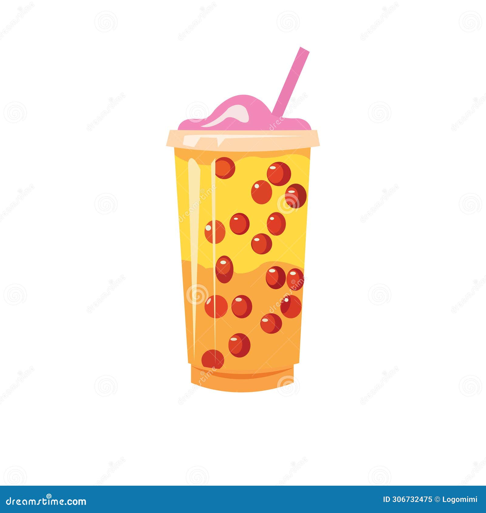 Boba or Bubble Tea Drink, Tapioca Pearl Vector Illustration Design ...