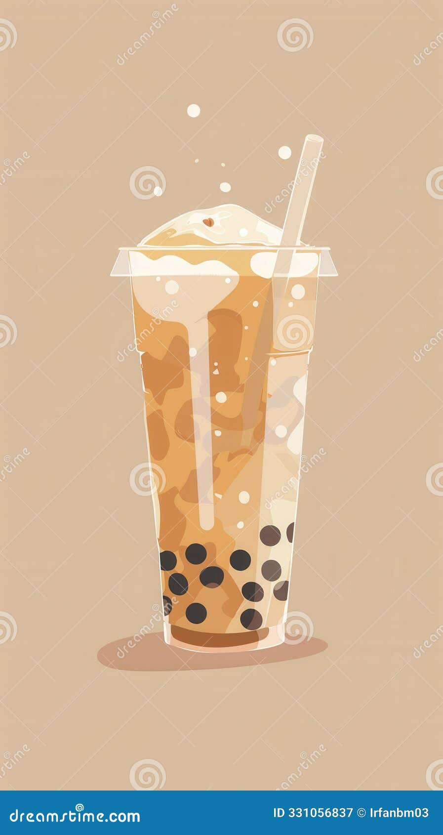 Boba Tea Bliss. High Detailed Plain Background Stock Image - Image of ...