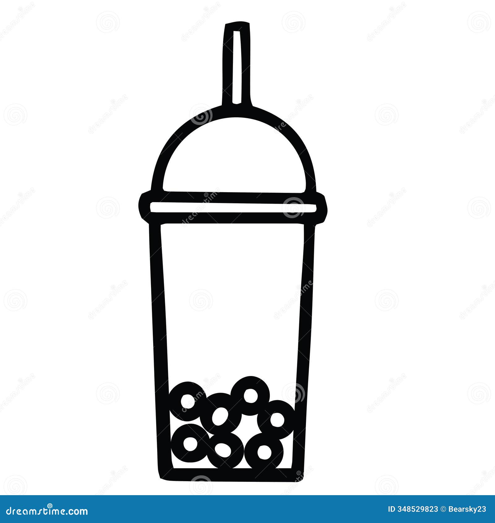 Boba Tea Or Bubble Tea Icon Hand Drawn Black And White Thick Lines SVG ...